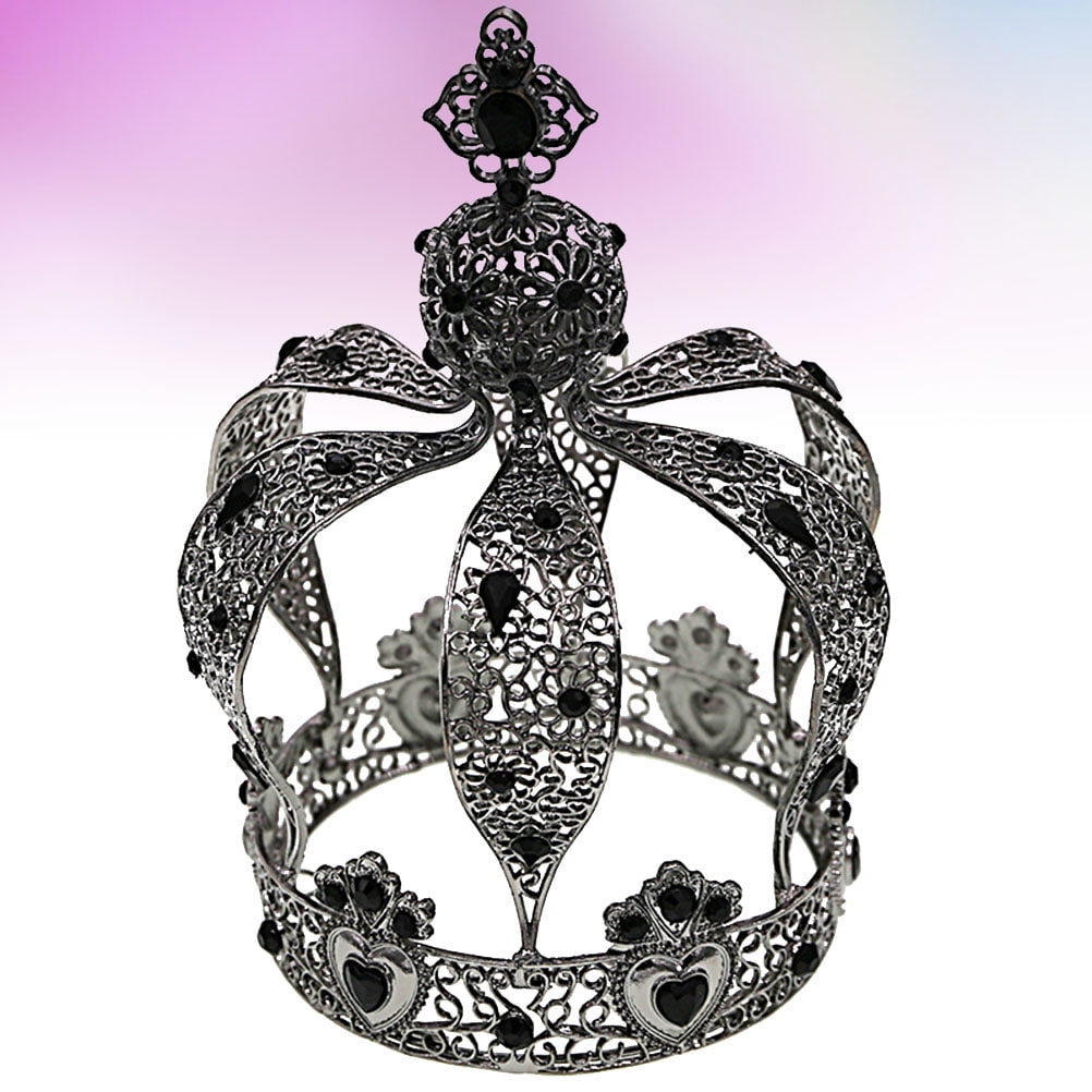 EXHUMKY Black Crystal Crown for Charming Party Cake Decoration ...