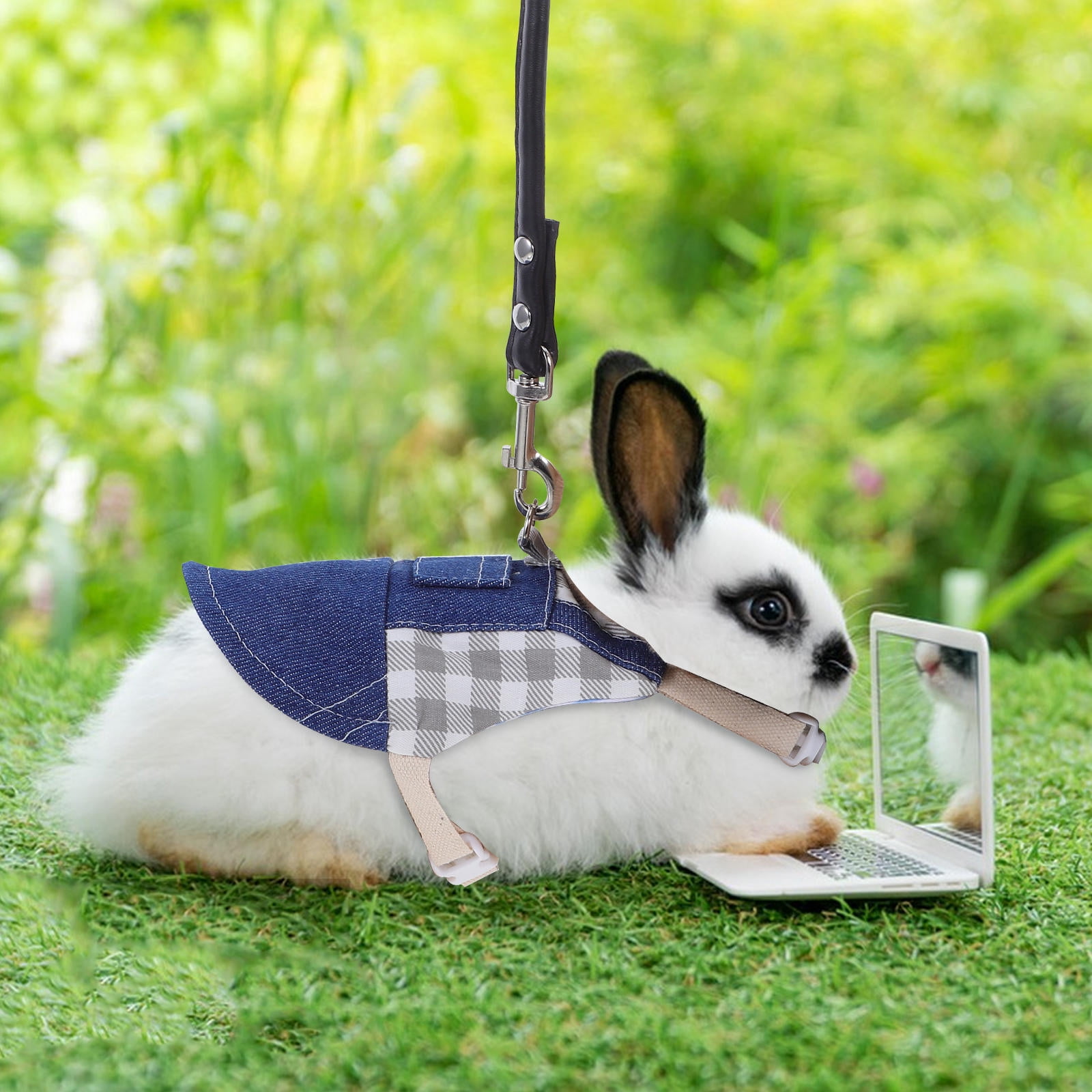 EXHUMKY Cute Rabbit Outfit Rabbit Clothes For Pets Blue Fabric Easy To ...