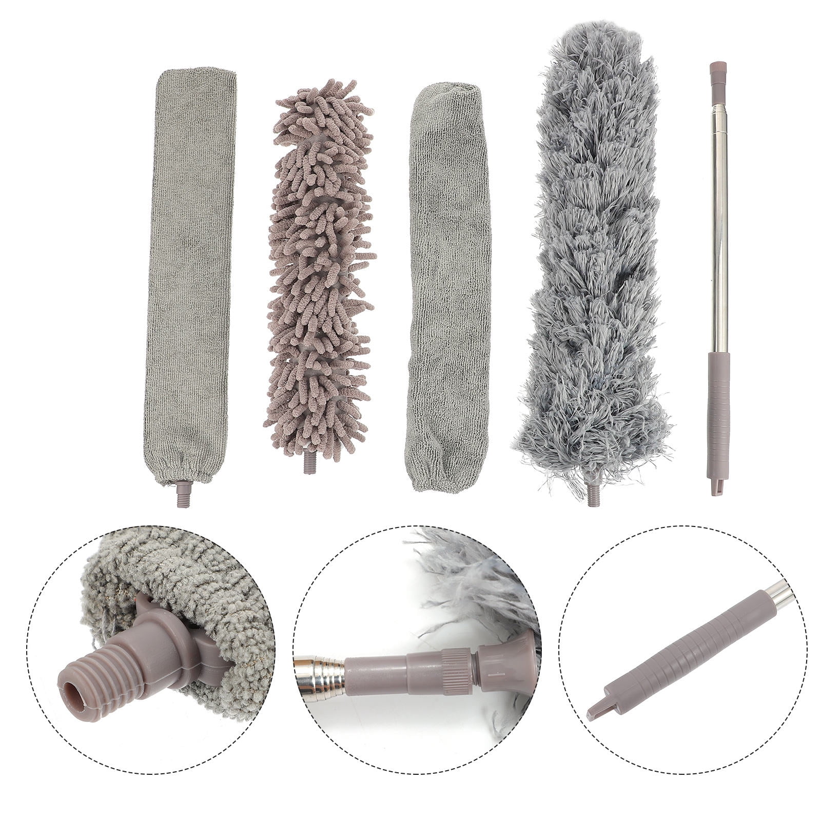 EXHUMKY Duster Tools Grey Microfiber Ceiling Sweepers for Surface Dust ...