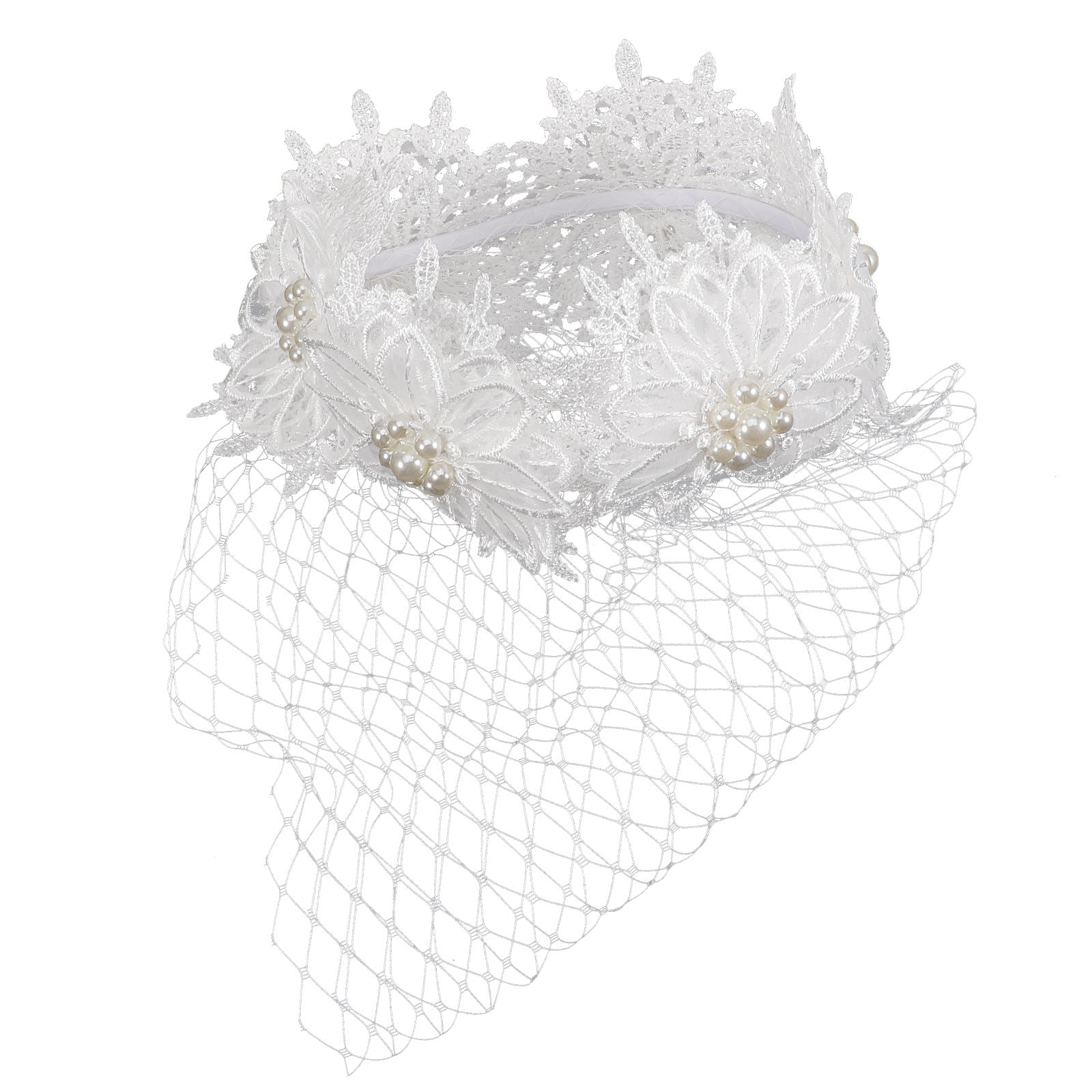 EXHUMKY White Lace Bridal Veil with Mesh and Embroidery for Elegant ...