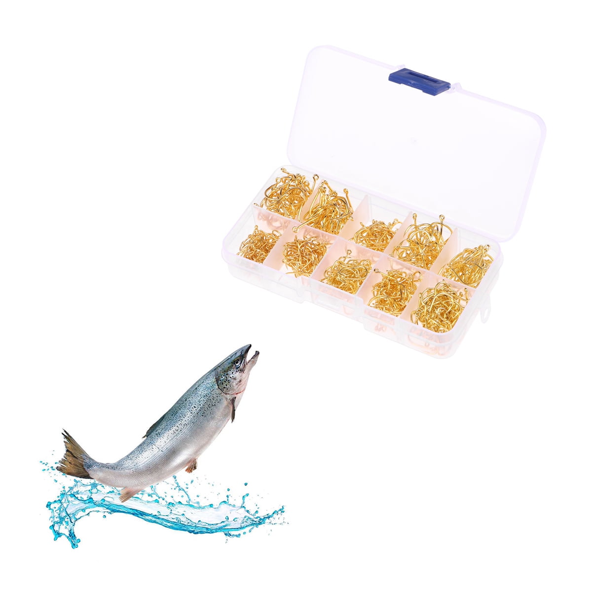EXHUMKY Fishing Tackle Set 500Pack Perforated Anchor Hook Golden High ...