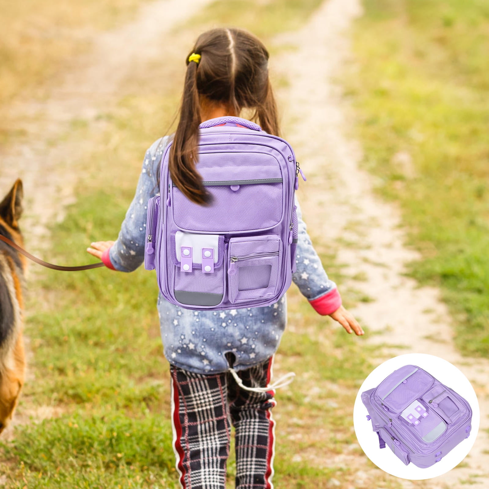 EXHUMKY Large Capacity Purple Student Backpack with Ergonomic Straps ...