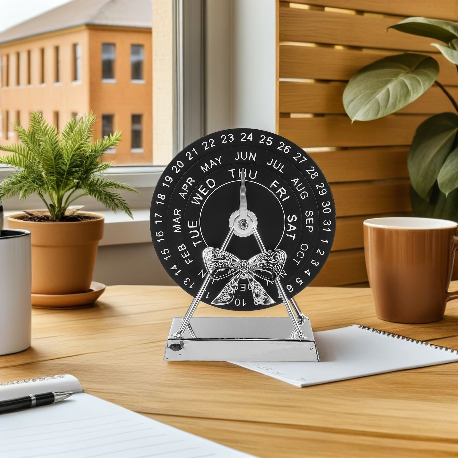 EXHUMKY Rotating Disk Calendar Black Versatile Decoration for Home ...