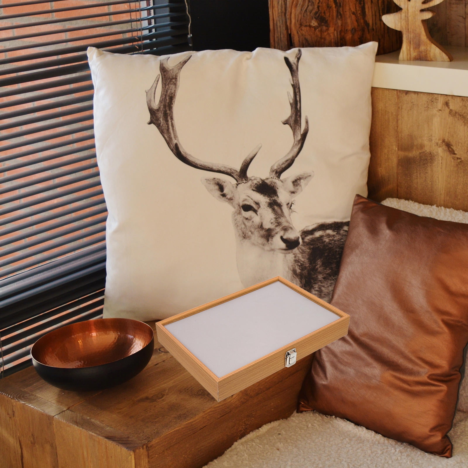 EXHUMKY Pin Display Cases 1Pack Transparent Color Wooden Rectangular ...