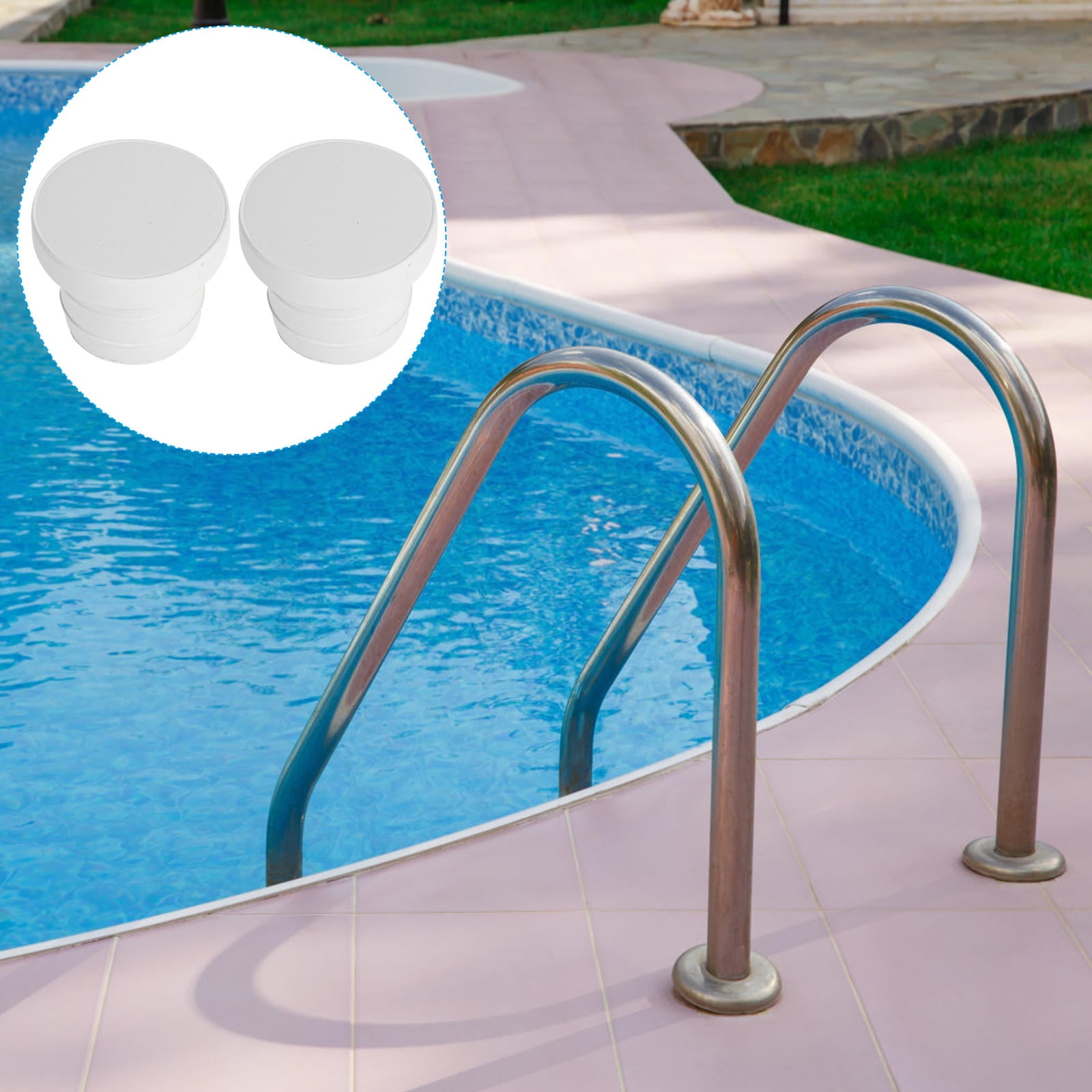 EXHUMKY Pool Ladder Safety Guard 1 Pair Beige Color Rubber Ladder Caps ...