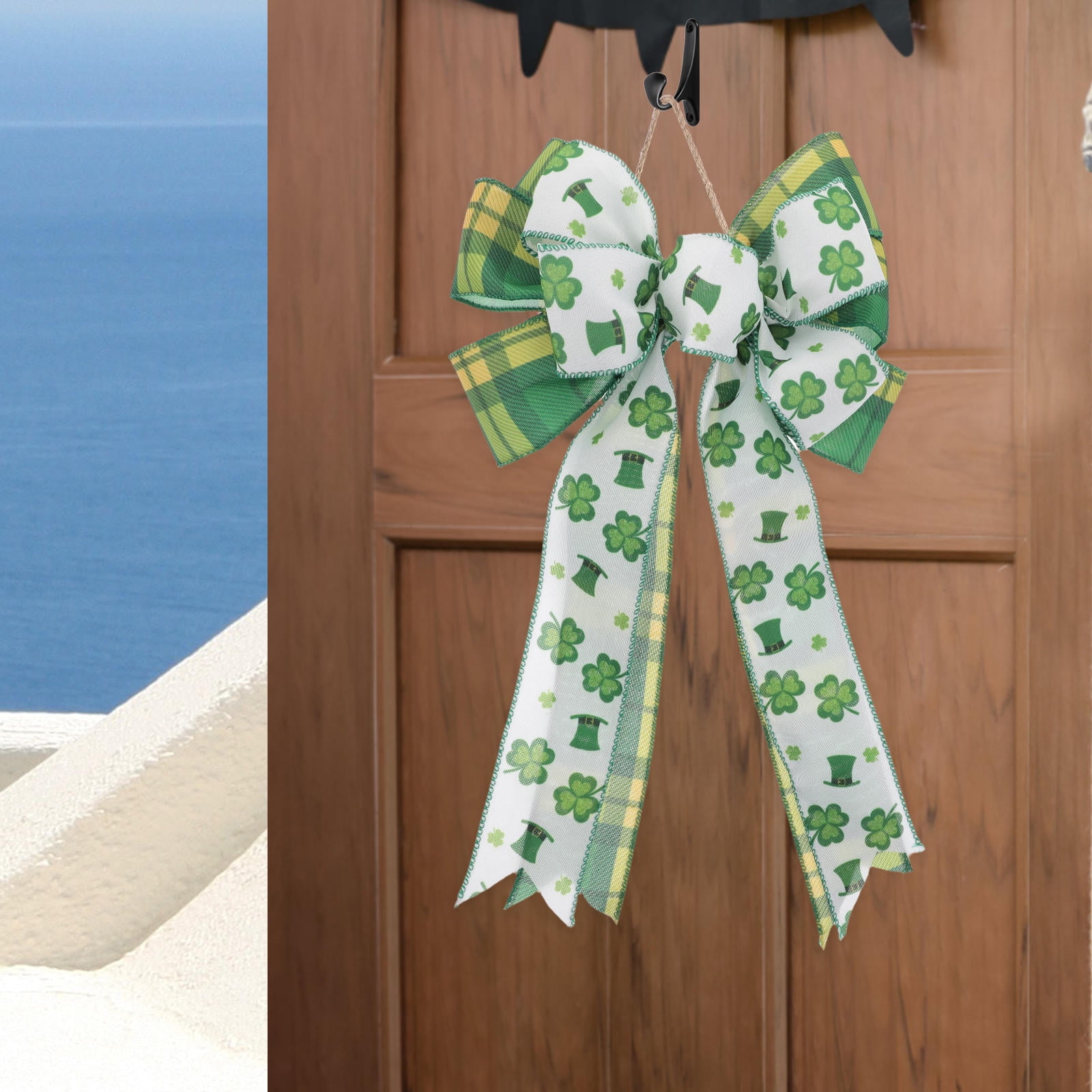 EXHUMKY Saint Patricks Day Bow Pre-Tied Shamrock Ribbon Decoration for ...