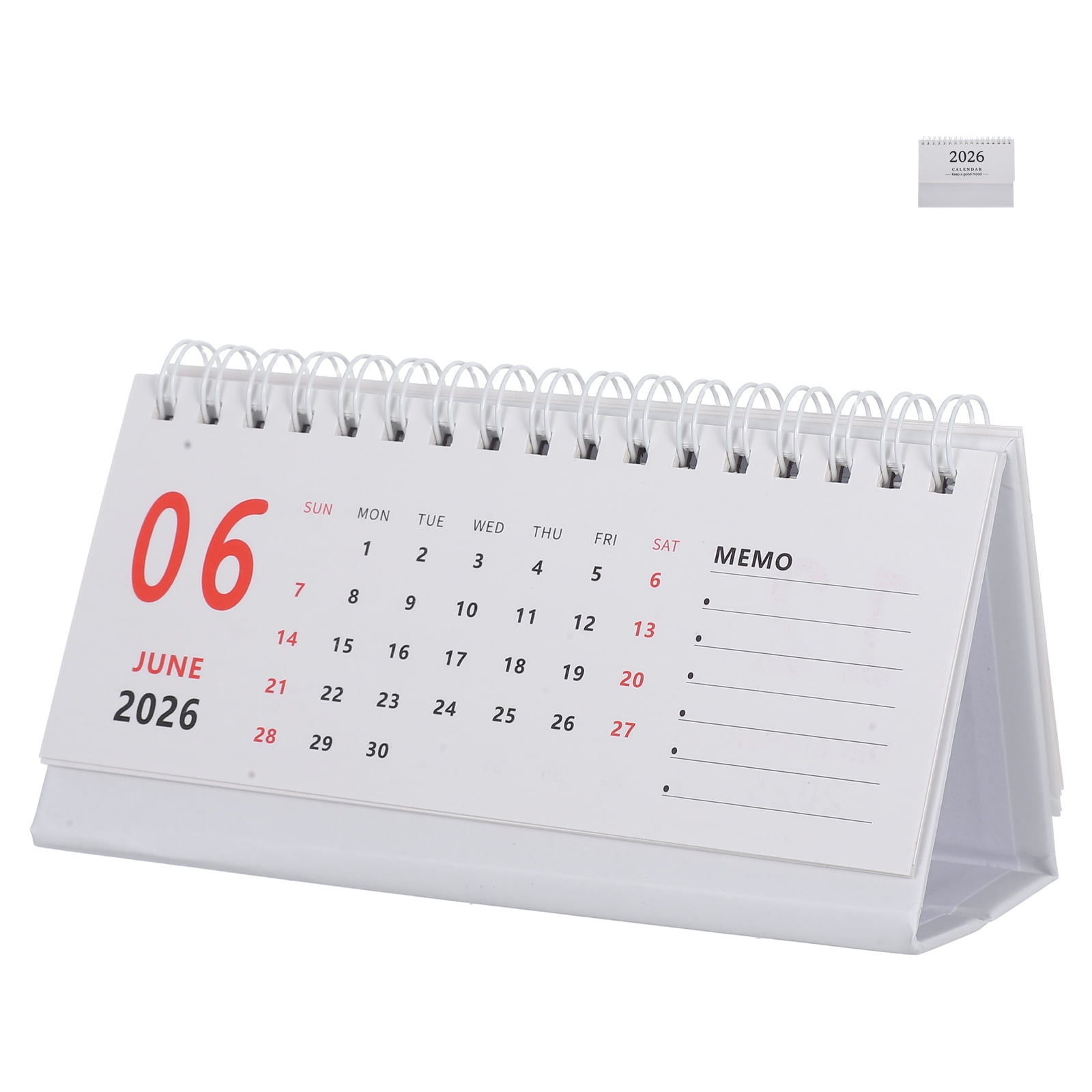 EXHUMKY 2026 Small Desktop Calendar White Foldable Stand for Office and ...