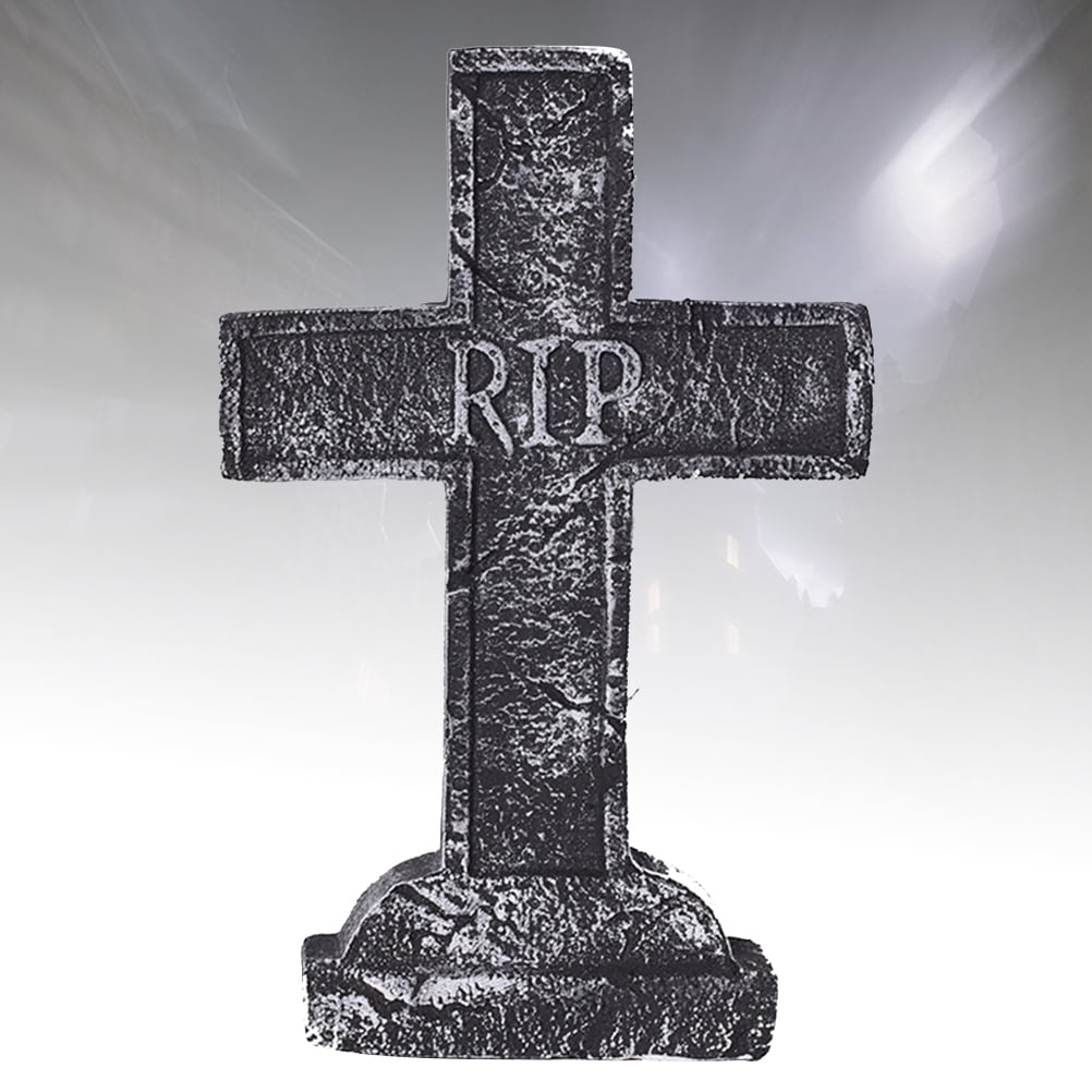 EXHUMKY Tombstone Statues Grey Decorations 1Pack Graveyard Decor ...