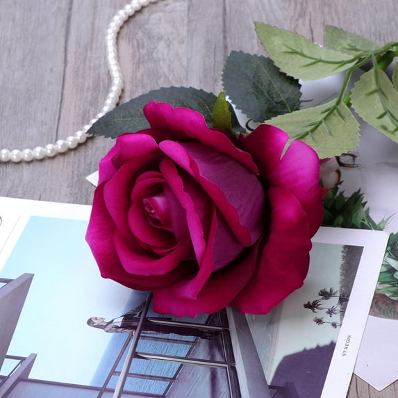 EXHUMKY Wedding Rose Bouquet in Rosy Artificial Flowers for Home Party and Engagement Decoration ...