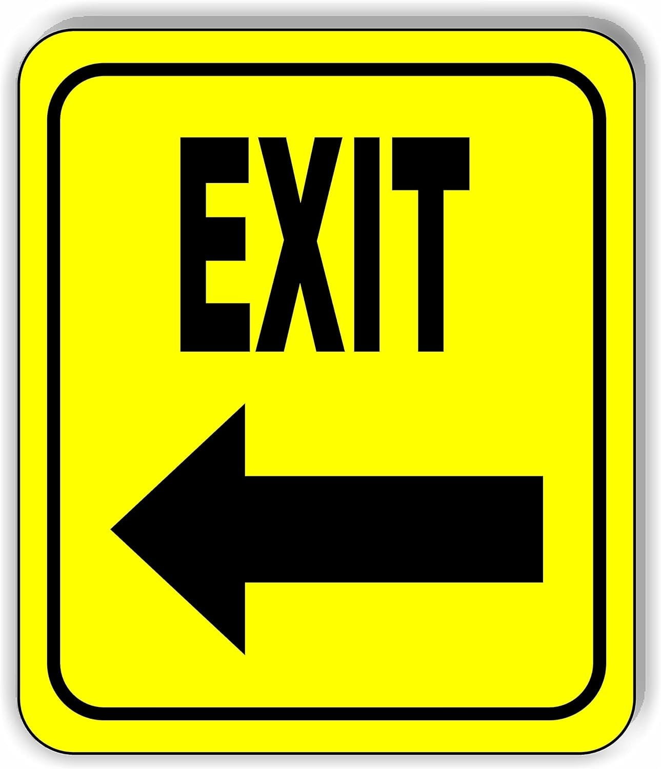 EXIT LEFT ARROW yellow black Aluminum Composite Sign, 8.5"x10 ...