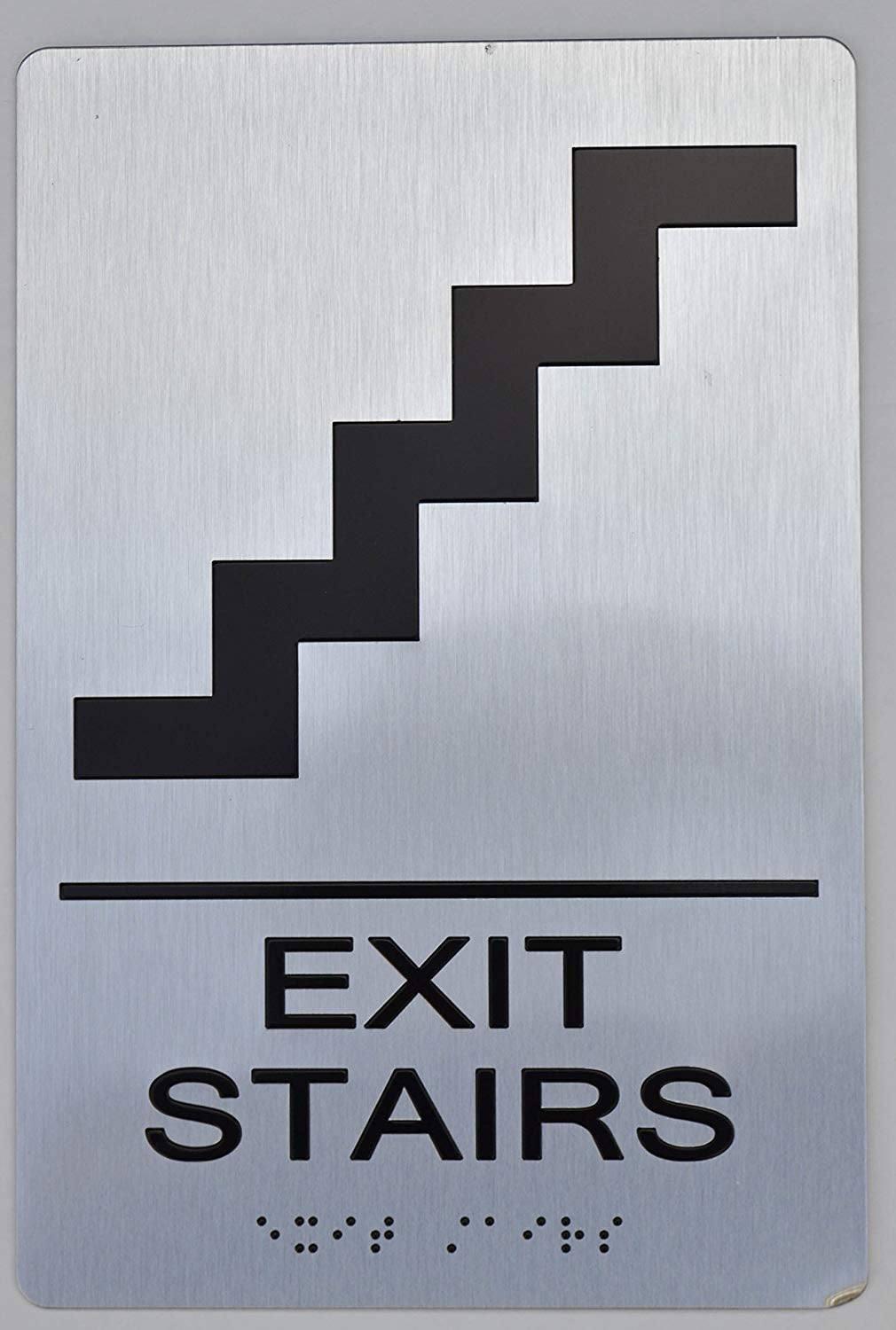 EXIT STAIRS SIGN -(Aluminum, Brush Silver, size 6x9) The sensation line ...