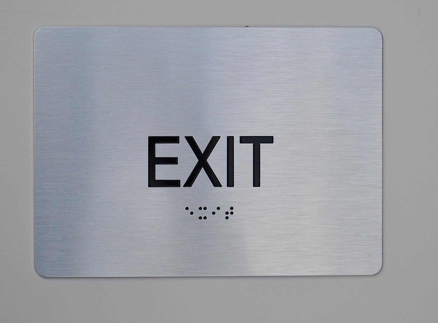 EXIT Sign Braille Sign With Raised Tactile And Letters (Aluminum, Brush ...