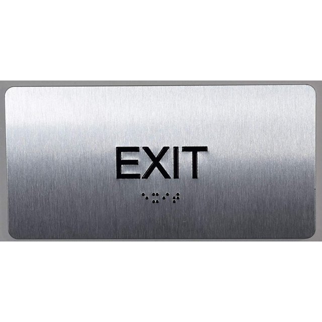 EXIT Sign Silver-Tactile Touch Braille Sign (Aluminum !!, Brush Silver ...
