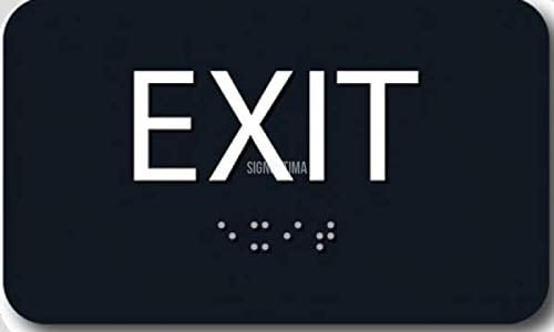 EXIT Sign with Braille Tactile Letters, ADA Compliant, 6" x 4" Black ...