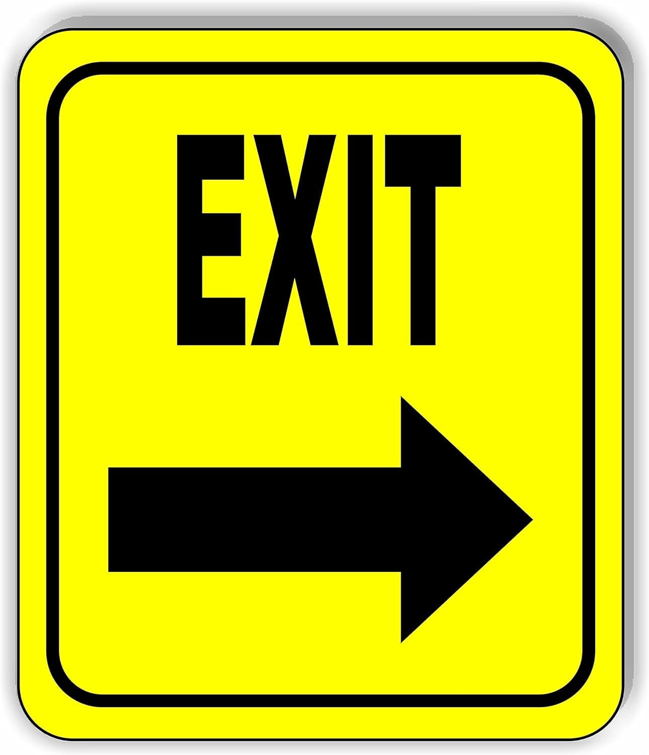 EXIT right ARROW yellow black Aluminum Composite Sign, 20"x24 ...