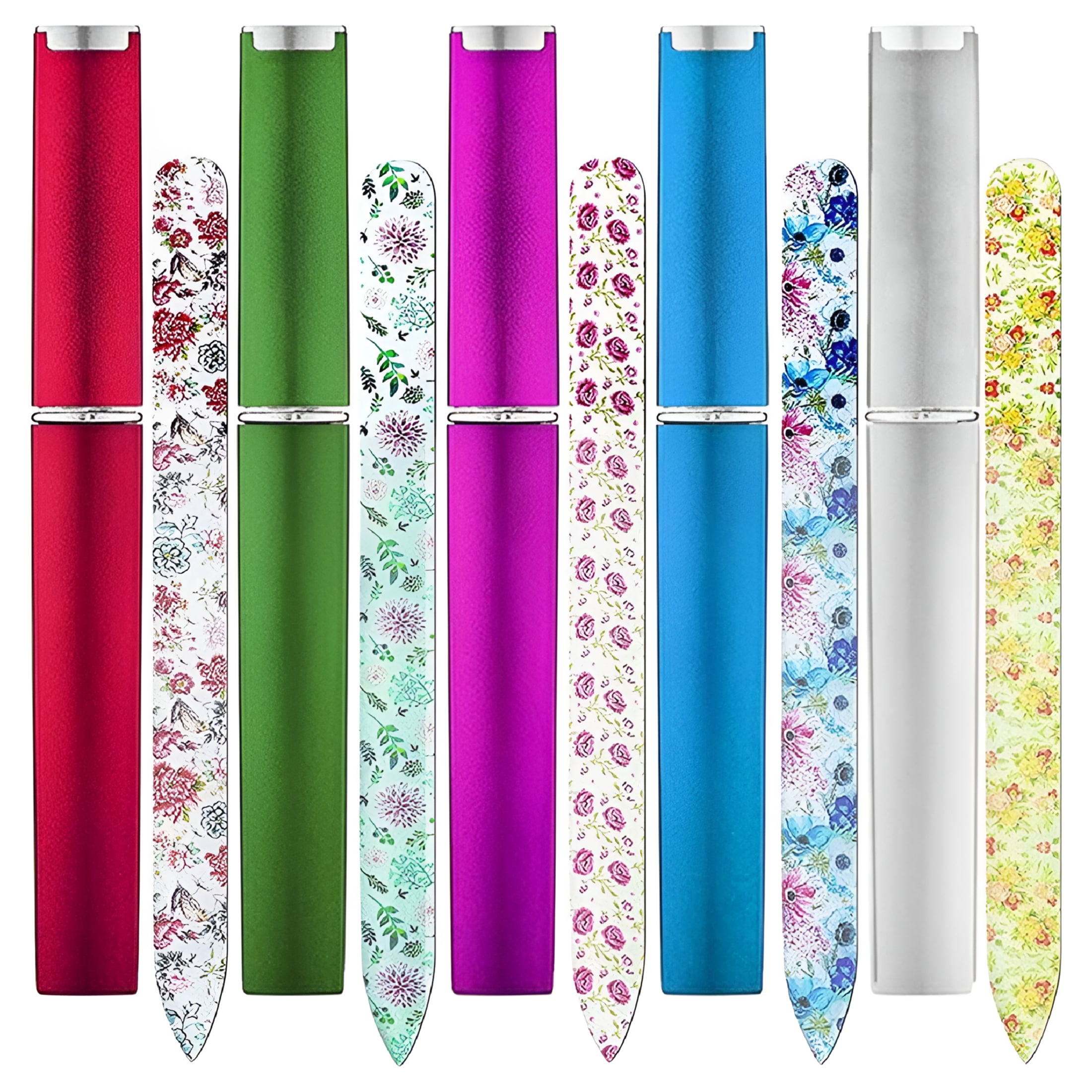 EXLEAF 5Pcs Crystal Glass Fingernail File with Case for Natural Nail ...