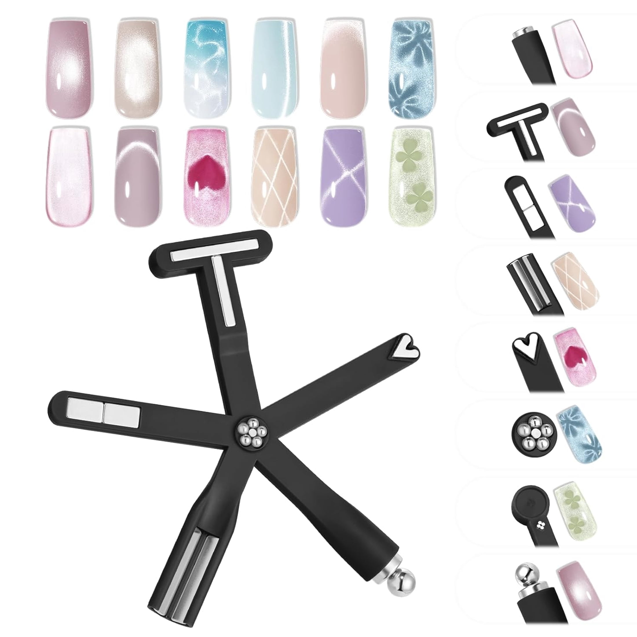 EXLEAF 8-In-1 Cat Eye Gel Polish Magnet Tool,Magnetic Nail Art Wand for ...