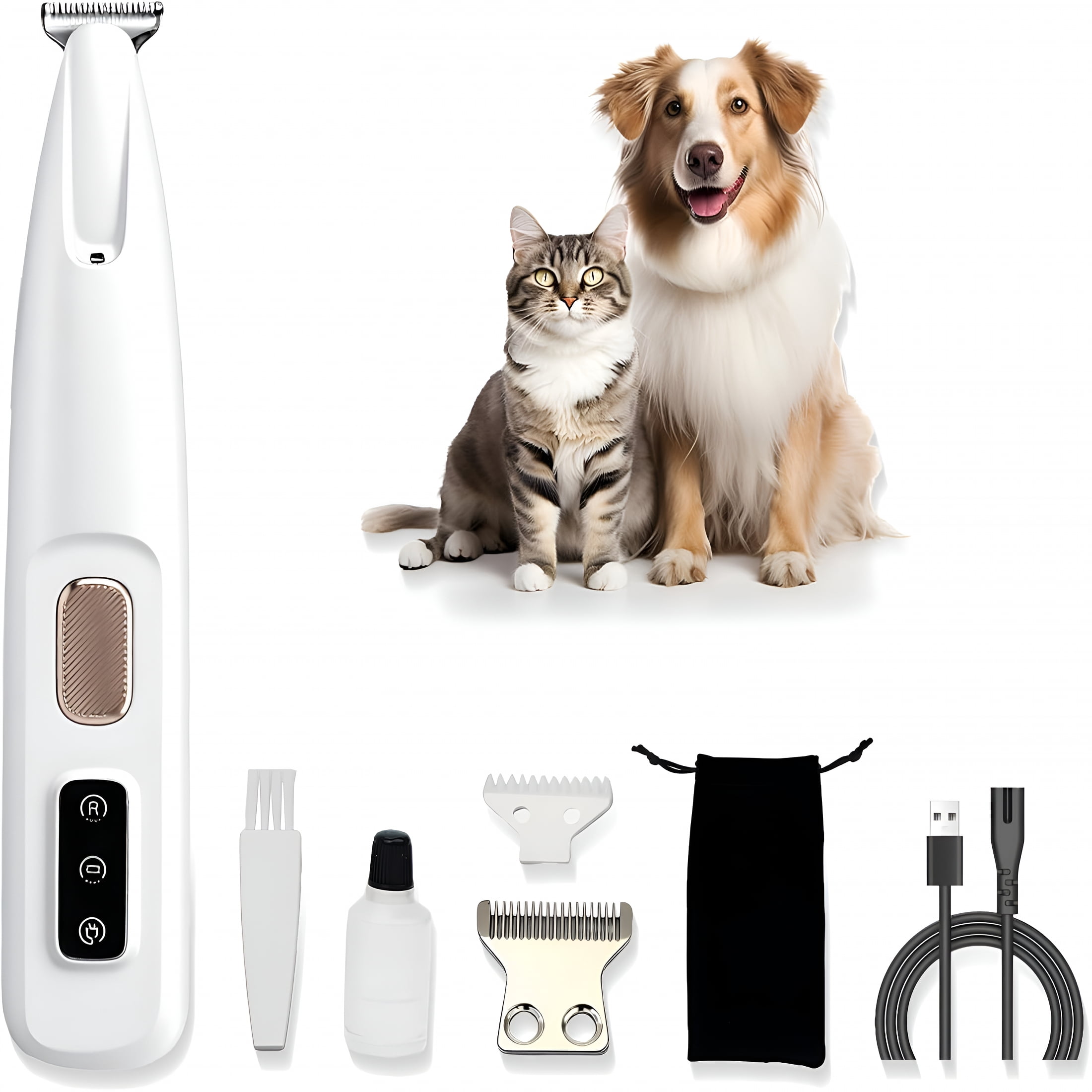 EXLEAF Dog Paw Trimmer with Led Light & Low Noise Usb Rechargeable Pet ...