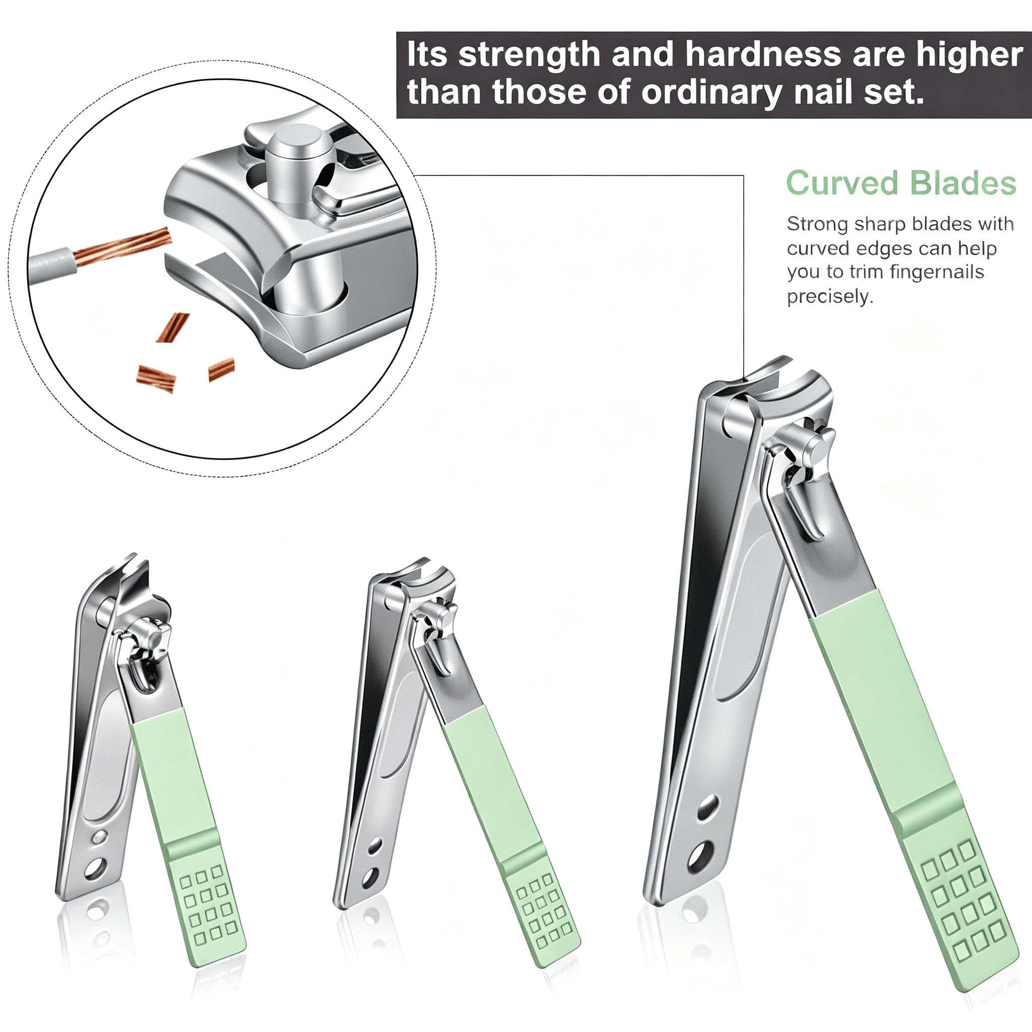 EXLEAF Manicure Set-7Pcs Professional Travel Nail Clippers with Green ...