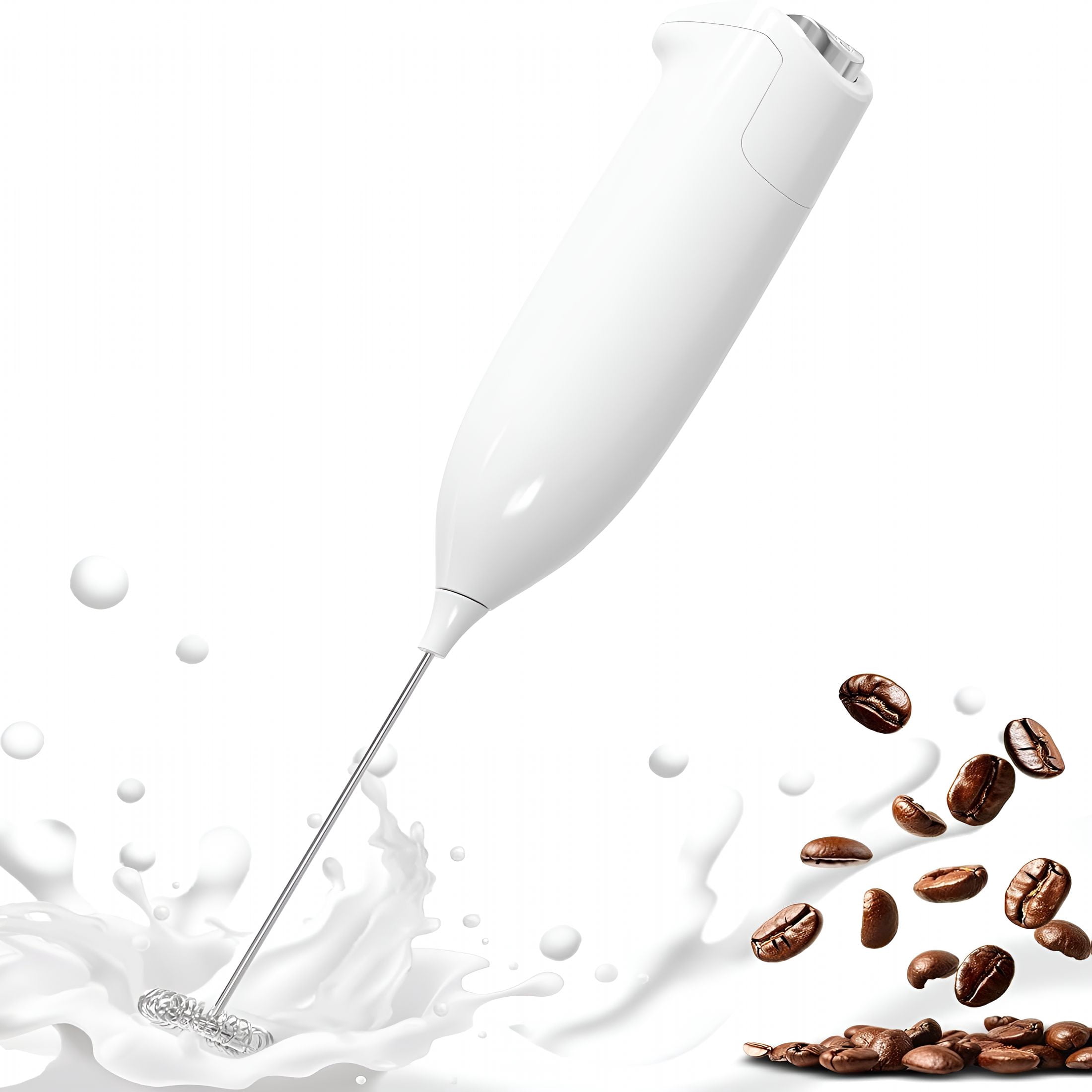 EXLEAF Milk Frother Handheld Battery Operated Electric Foam Maker,White ...