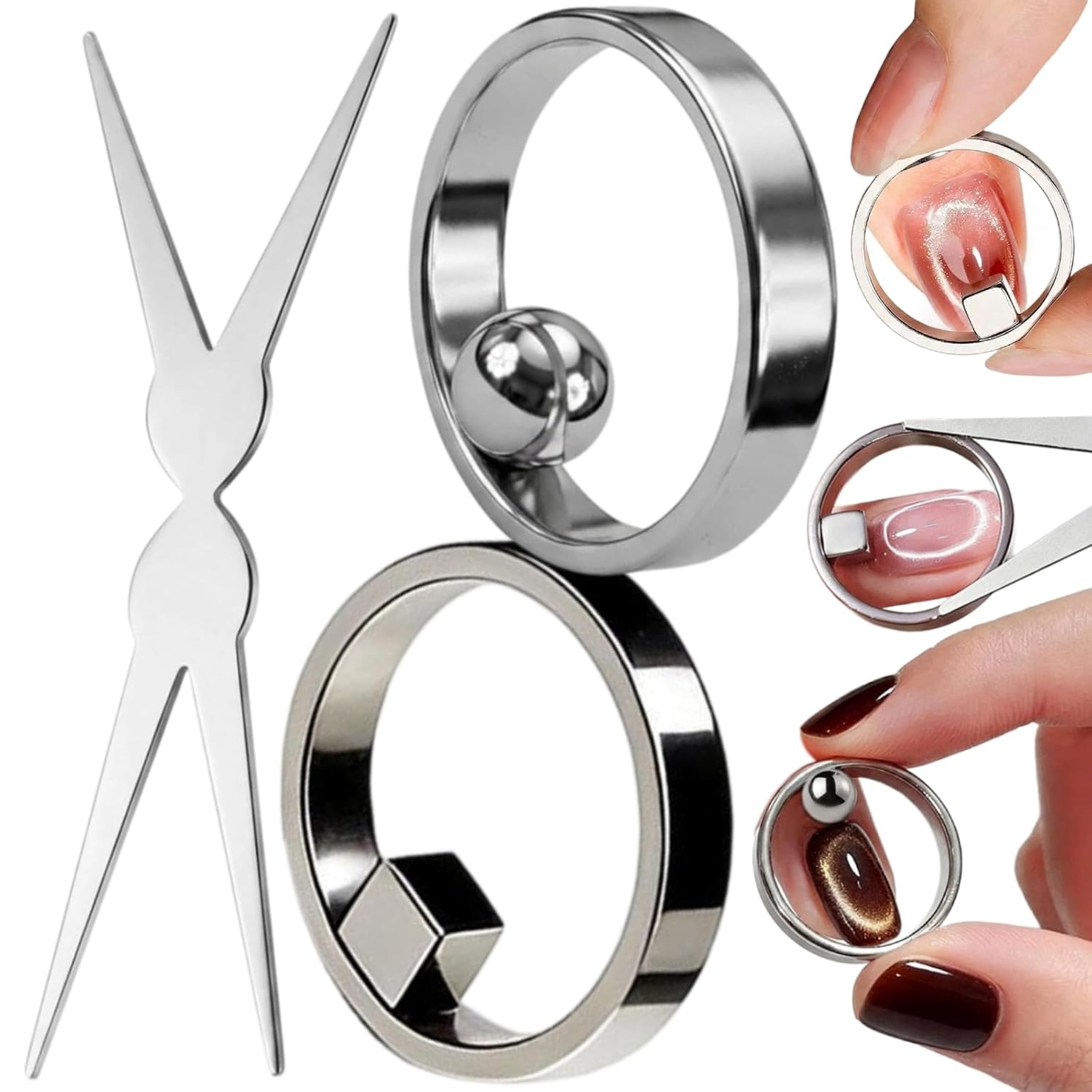 EXLEAF Ring-Shaped Cat Eye Magnet for Nails,3-In-1 Ring Magnet for ...