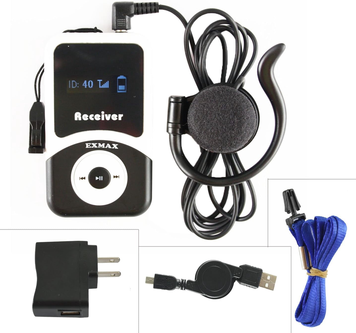 EXMAX® ATG-100R 195mHz Receiver Earphone for Wireless Tour Guide System ...