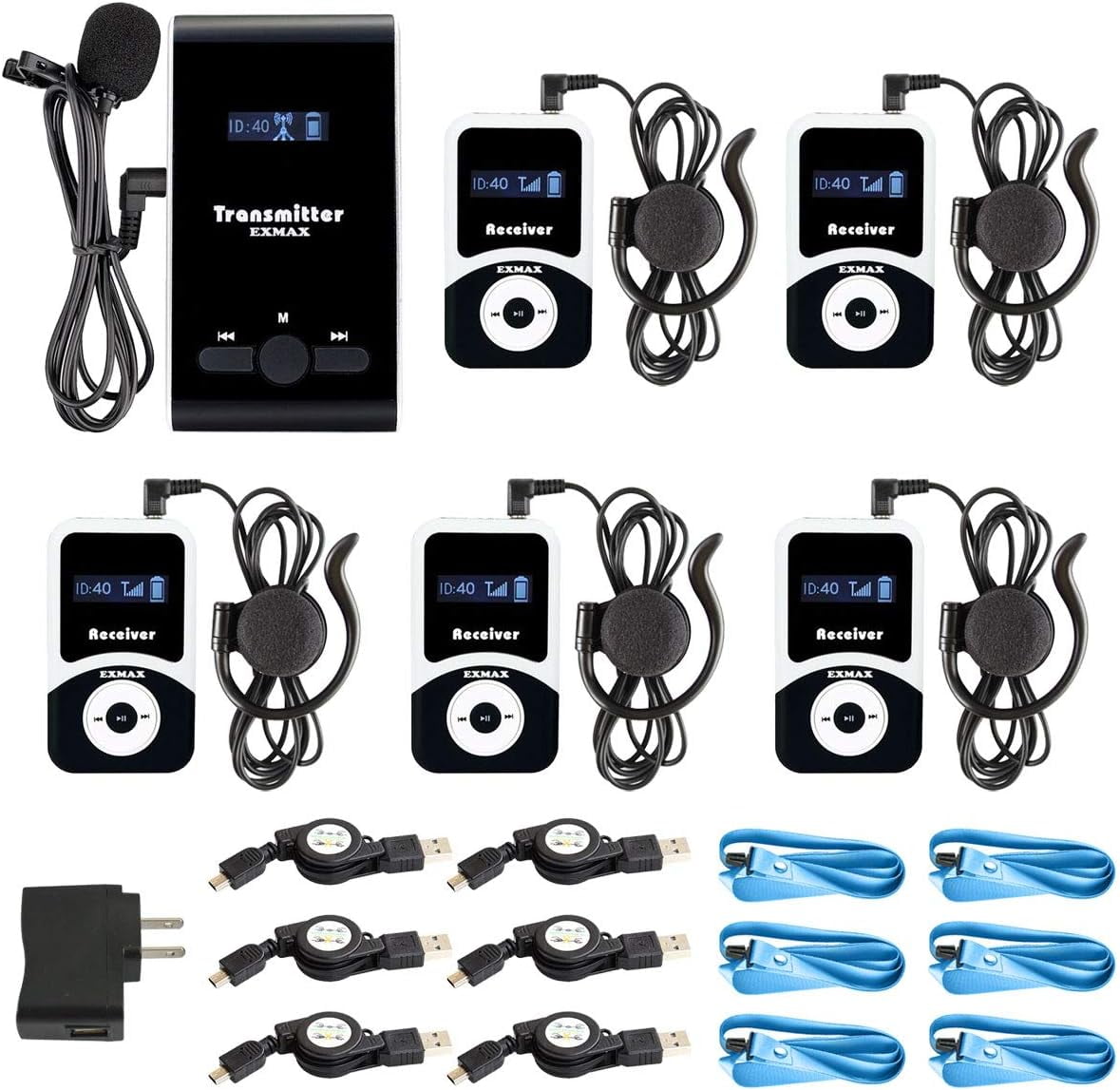 EXMAX® ATG-100T 195MHZ Wireless Tour Guide System Translator Headset ...
