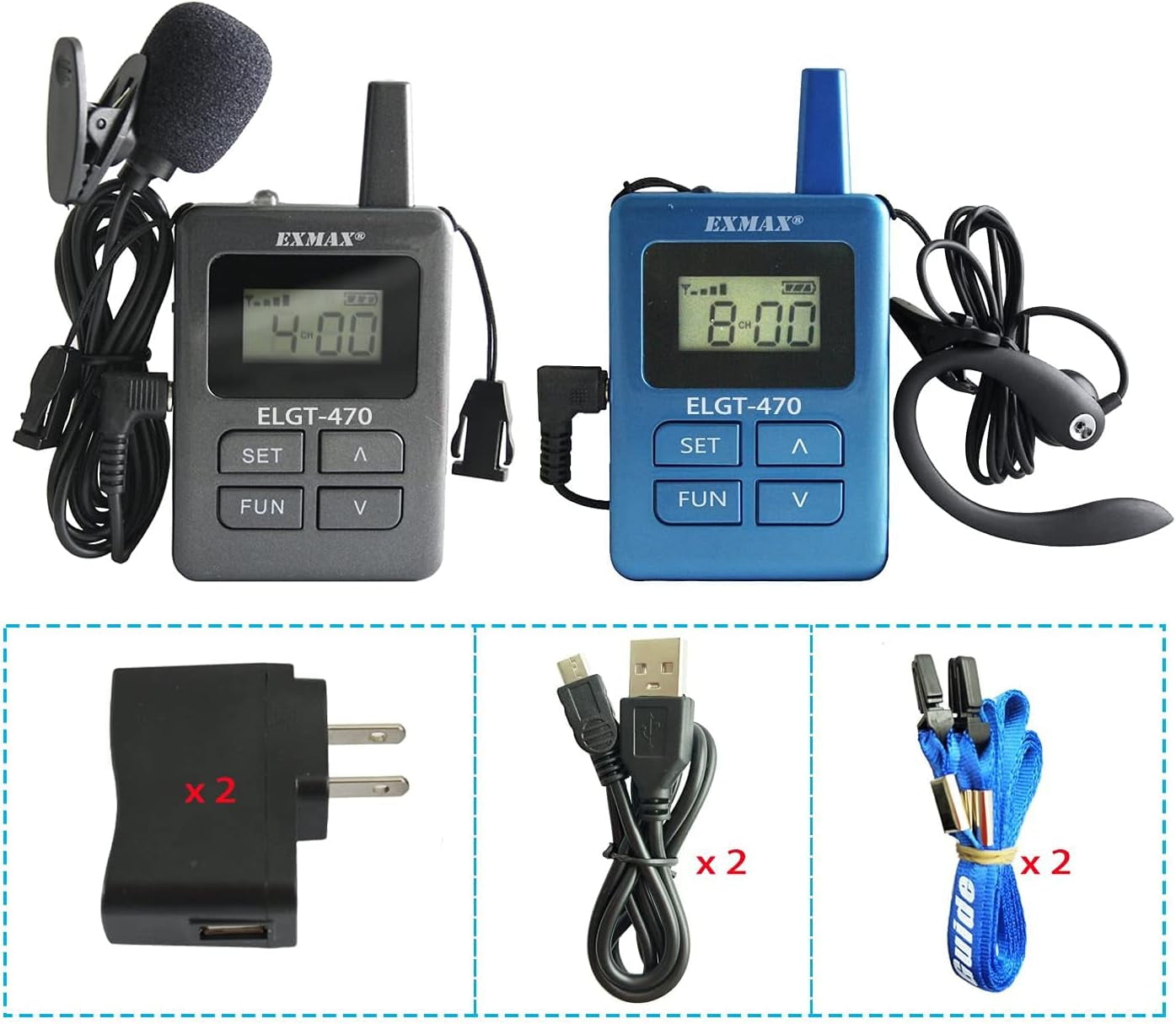 EXMAX ELGT-470 UHF 100 Channels Wireless Audio Transmission Church ...