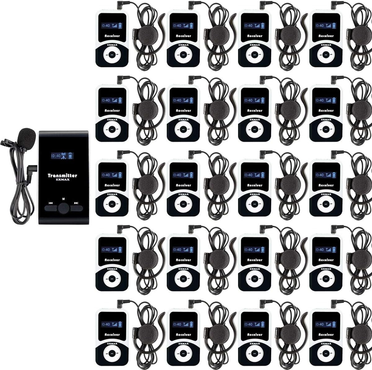 EXMAX EX-100 Wireless Tour Guide Interpreter Transmitter Microphone System for Churches Church ...