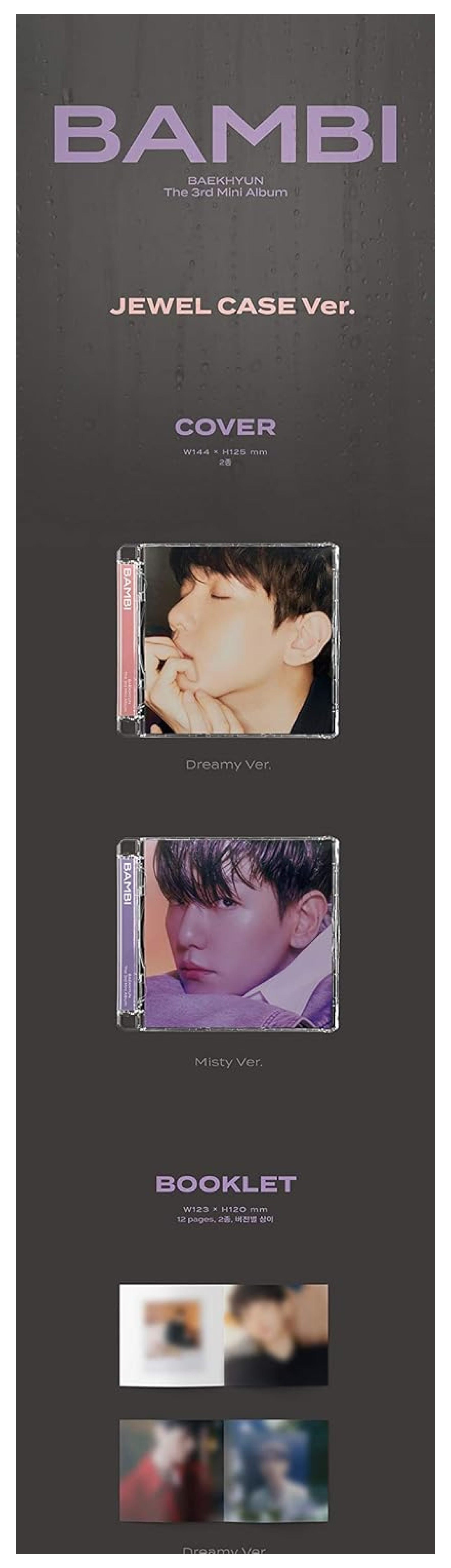 EXO Baekhyun Bambi 3rd Mini Album Jewel Case Version Random Cover +8p Lyrics+1p AR Clip Card+1p ...