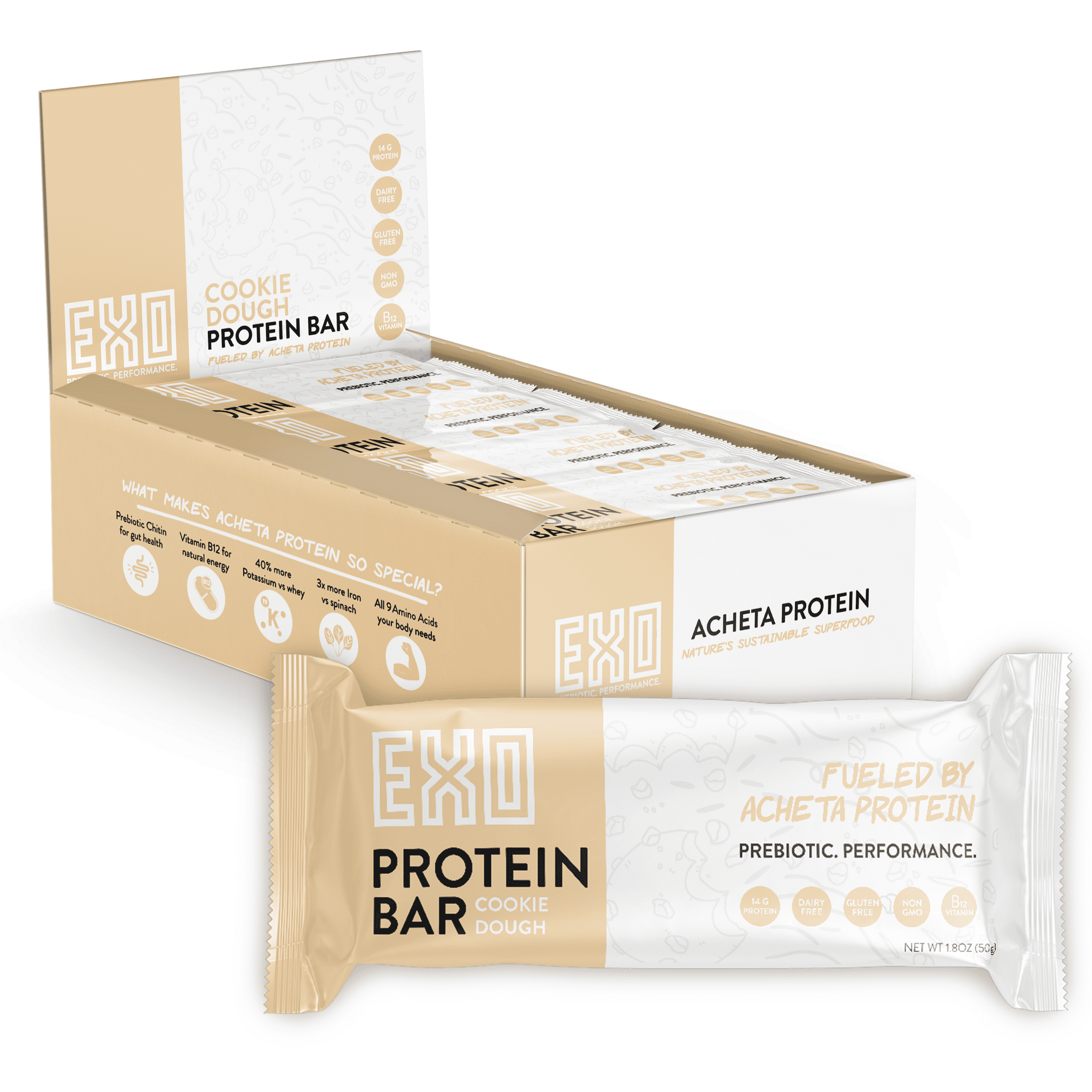 EXO Cookie Dough Prebiotic Protein Bars, 12-Pack - Walmart.com