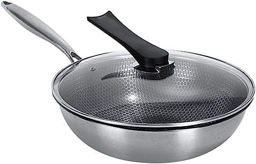 EXOMOON 32 cm Frying Pan Non Stick Fry Pan with Glass Lid Frypan Double ...