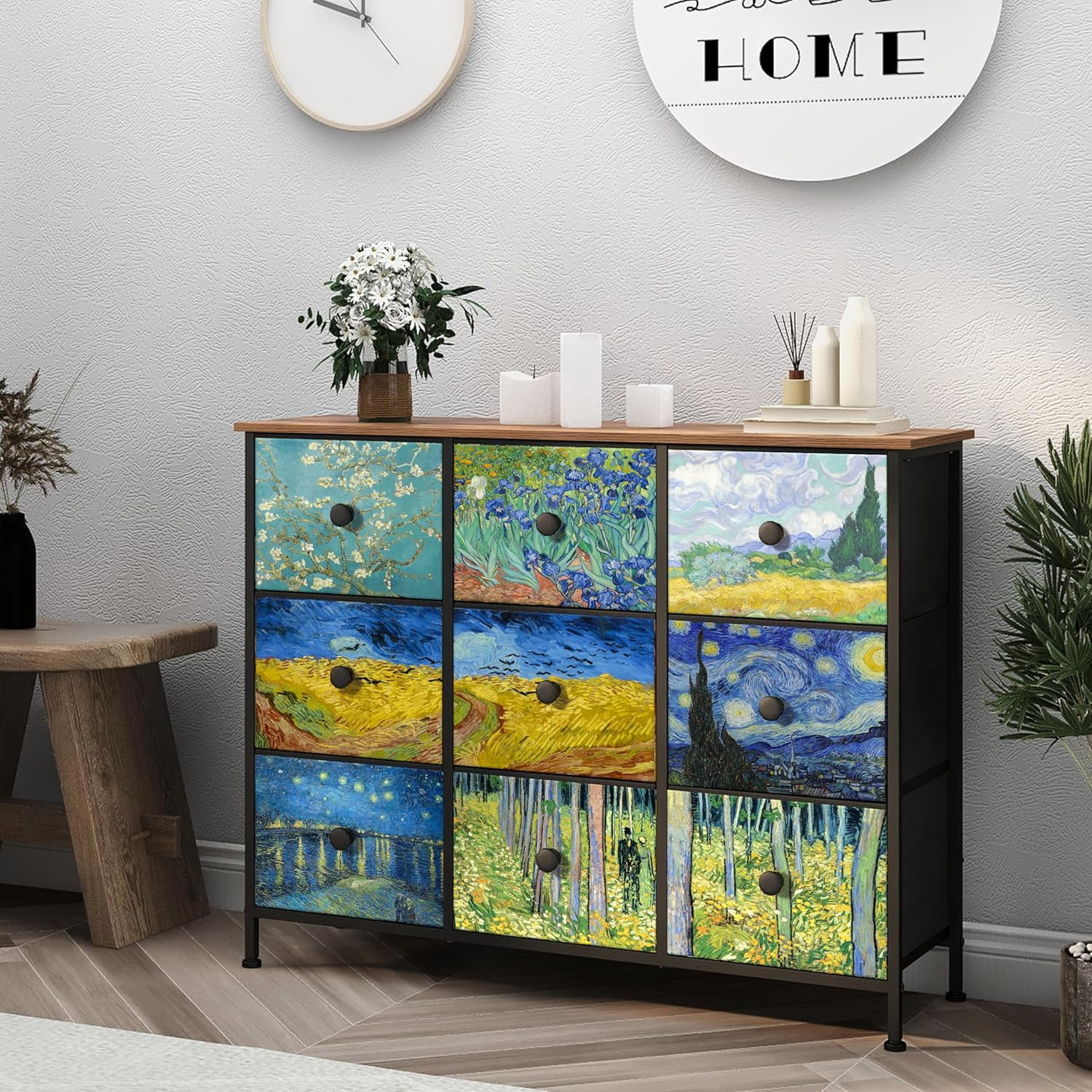 EXOTICA Van Gogh 9 Drawers Dresser Wide TV Stand Colorful Dressers ...