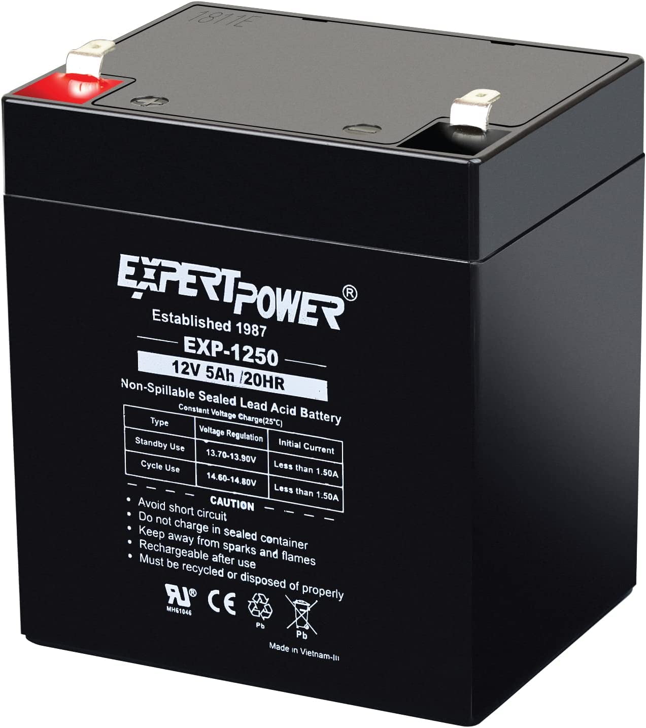 EXP1250-12V 5Ah Rechargeable SLA Battery for Security System, UPS ...