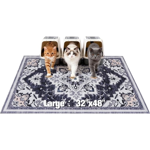 EXPAWLORER Cat Litter Mat, 32”x48” XL Non-Slip Urine Waterproof Litter ...