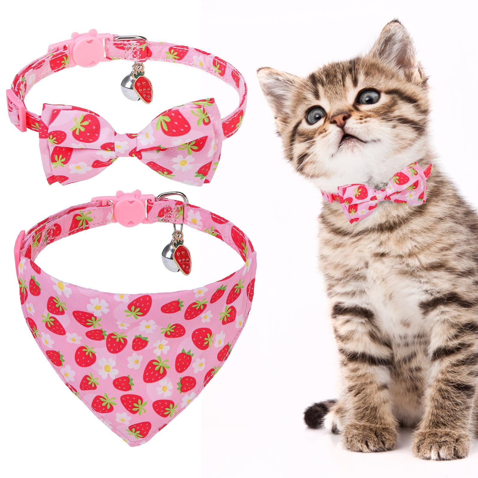 EXPAWLORER Cute Cat Collar with Bells - 2 Pack Cat Collar Breakaway ...