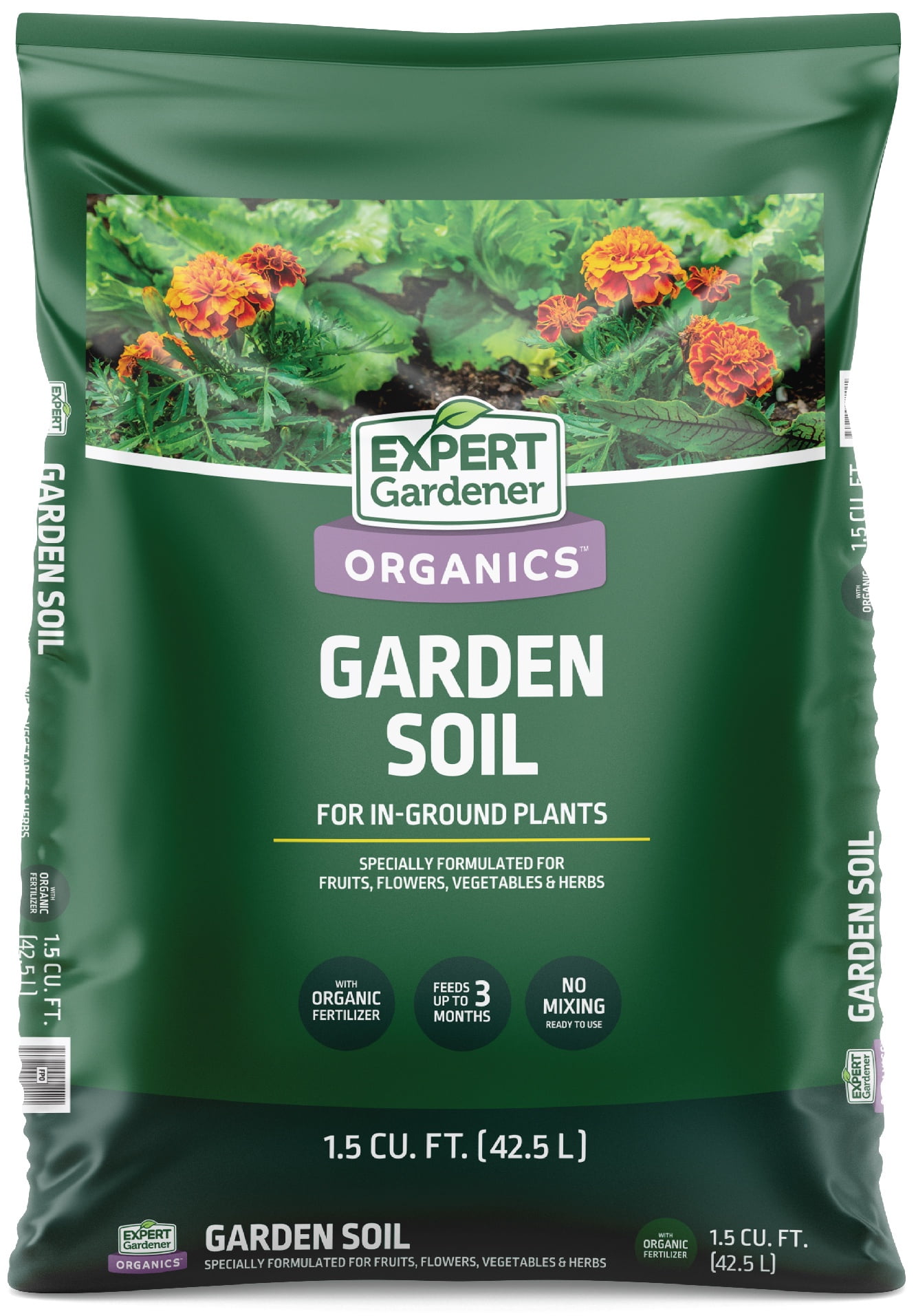 Expert Gardener Organic Garden Soil with Earthworm Castings, Peat-Free ...
