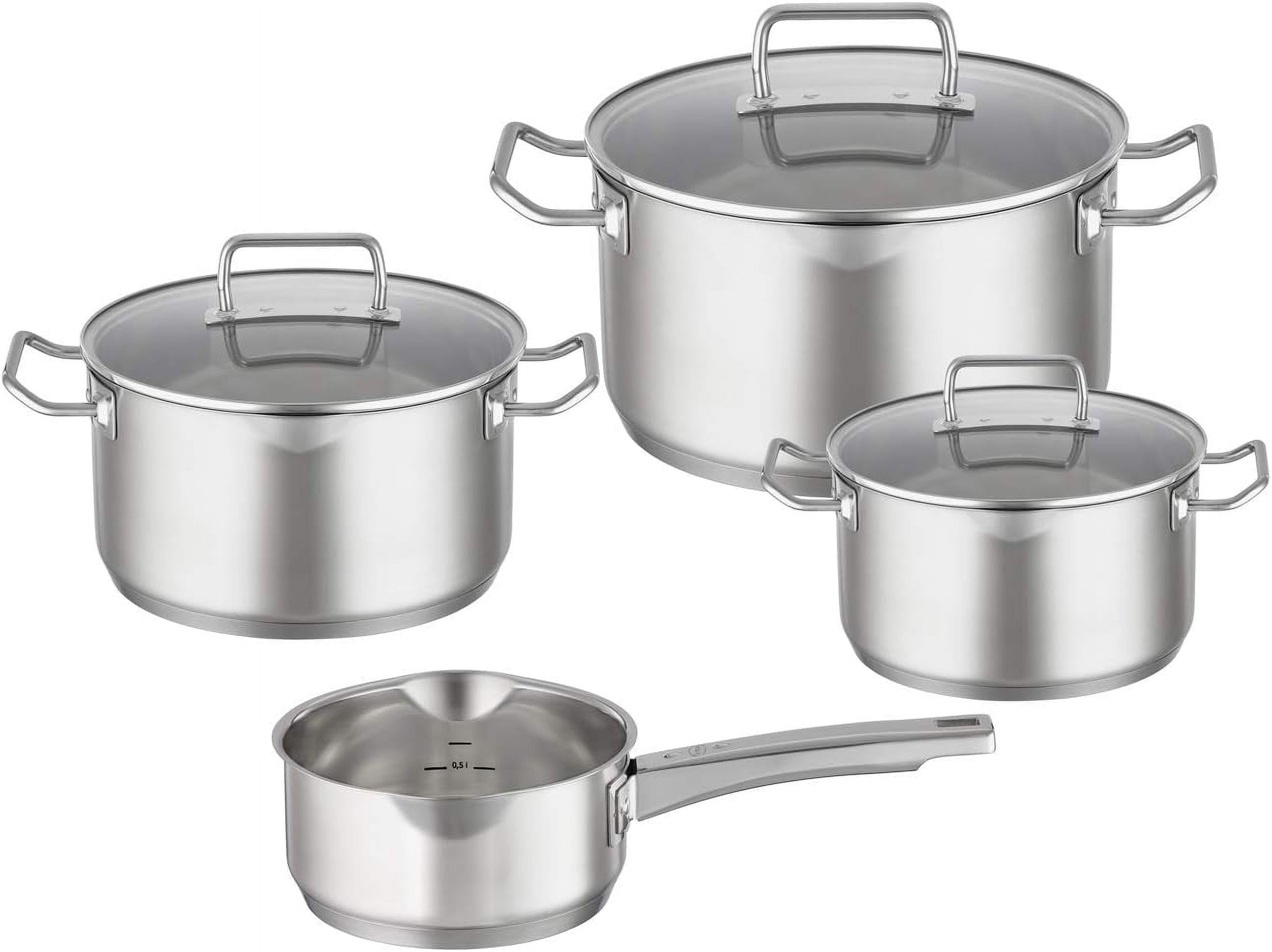 EXPERTISO 4-Piece Pot Set, Universal Pot Set with 3 Pots and 1 Saucepan ...