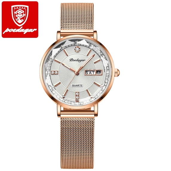 Explojoy Fashion Stainless Steel Watch – Rose Gold Tone, Date Window ...