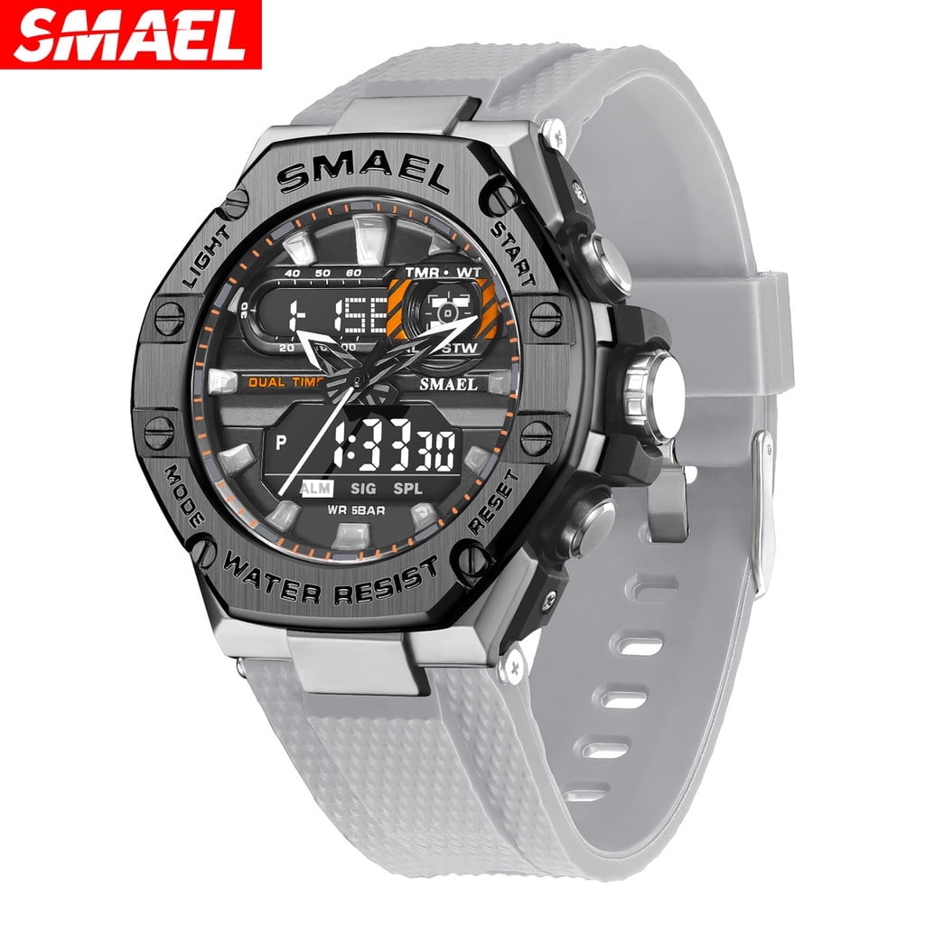 EXPLOJOY Men's Digital Sport Watch – Dual Time, LED Light, Waterproof ...