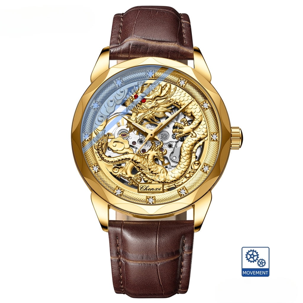 Explojoy Men's Mechanical Watch – Dragon Skeleton Design with Auto Date ...