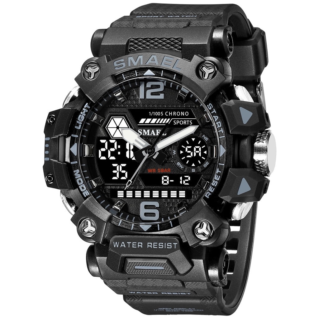 EXPLOJOY Men's Tactical Sport Watch – Dual Display Quartz Movement with ...