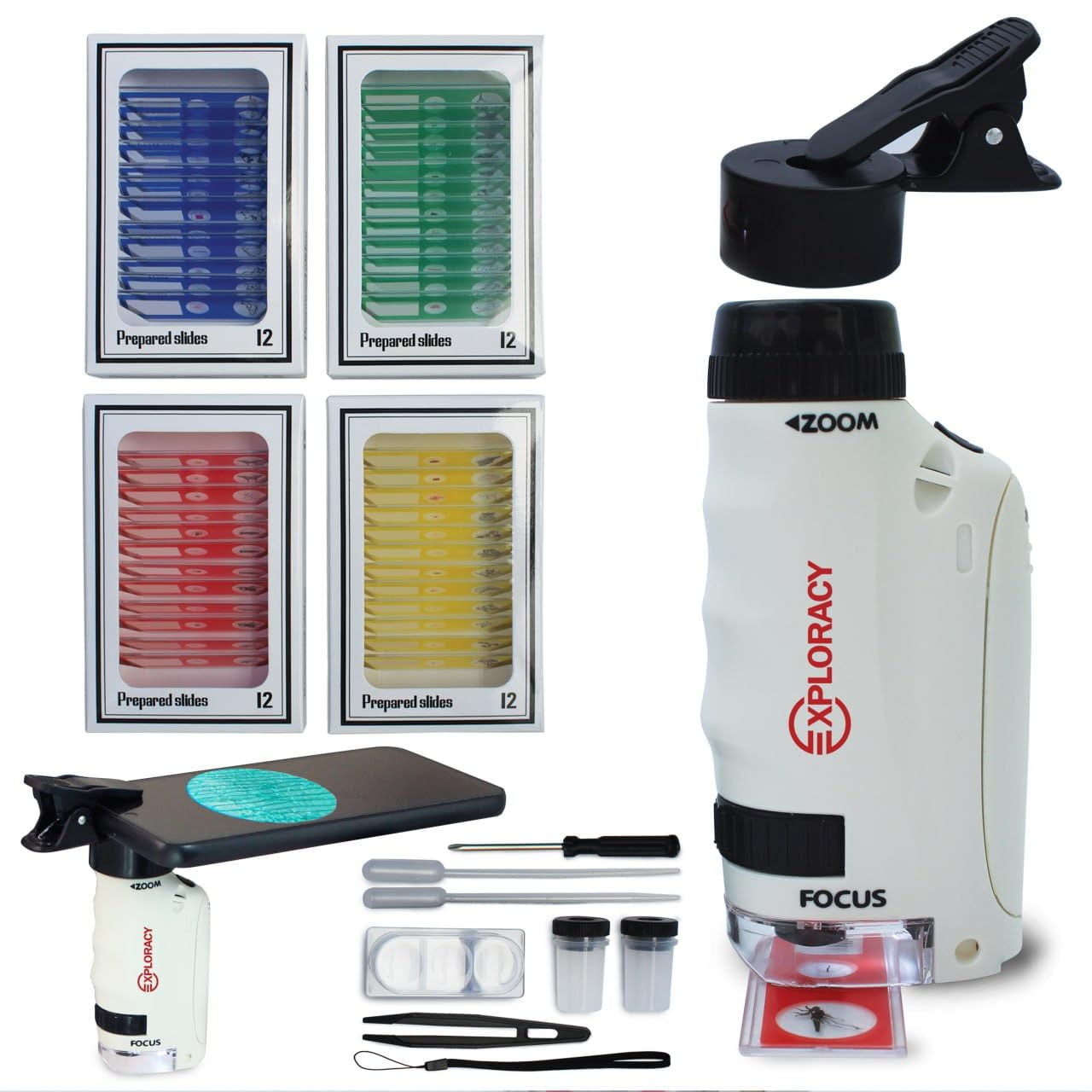 EXPLORACY Microscope for Kids RRF12 48 Slides with Animals Insects ...