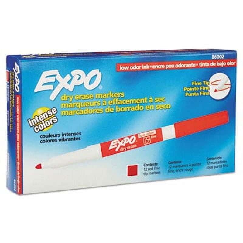 EXPO 86002 Low Odor Dry Erase Marker, Fine Point, Red, Dozen - Walmart.com