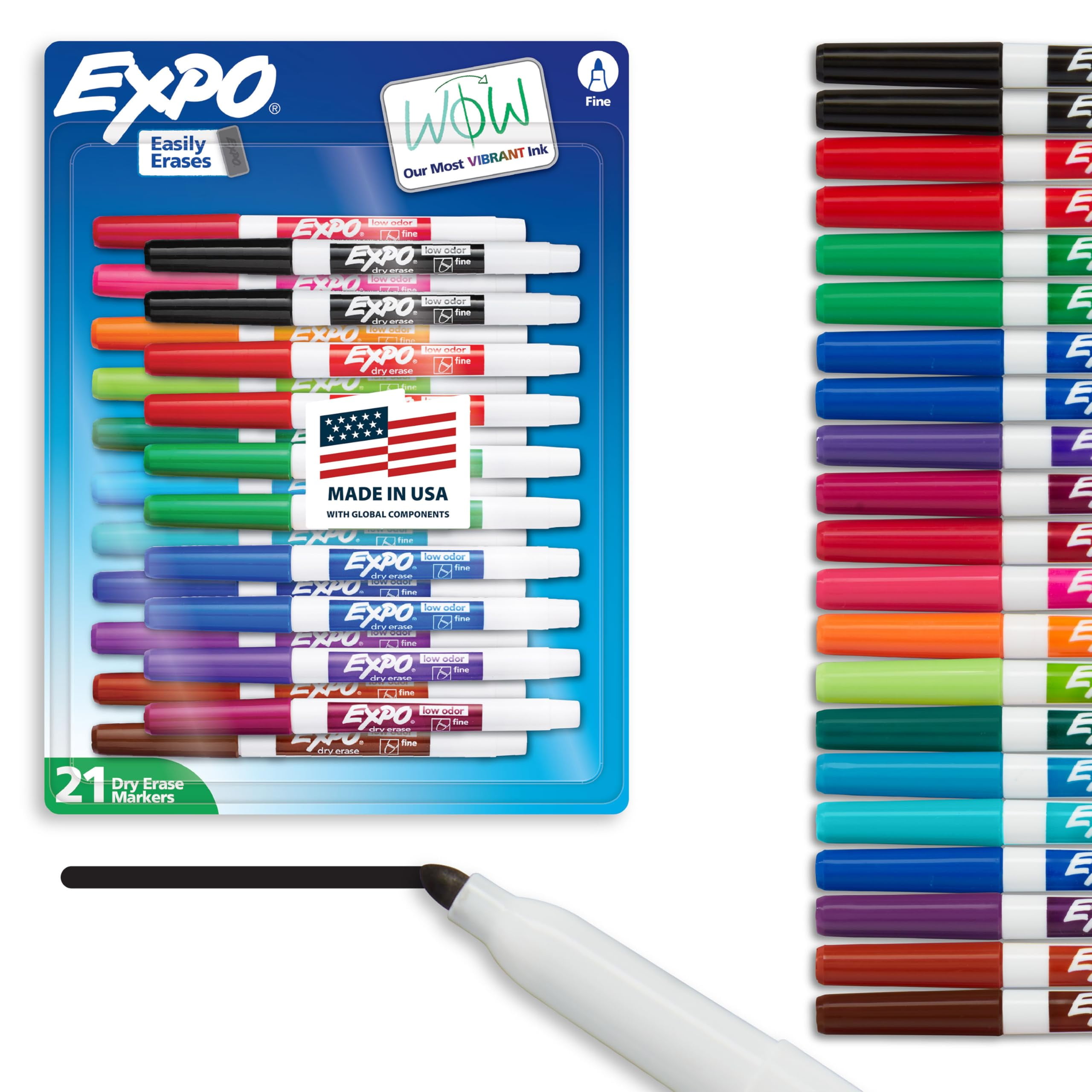 EXPO Dry Erase Markers Whiteboard Markers with Low Odor Ink Fine Tip ...