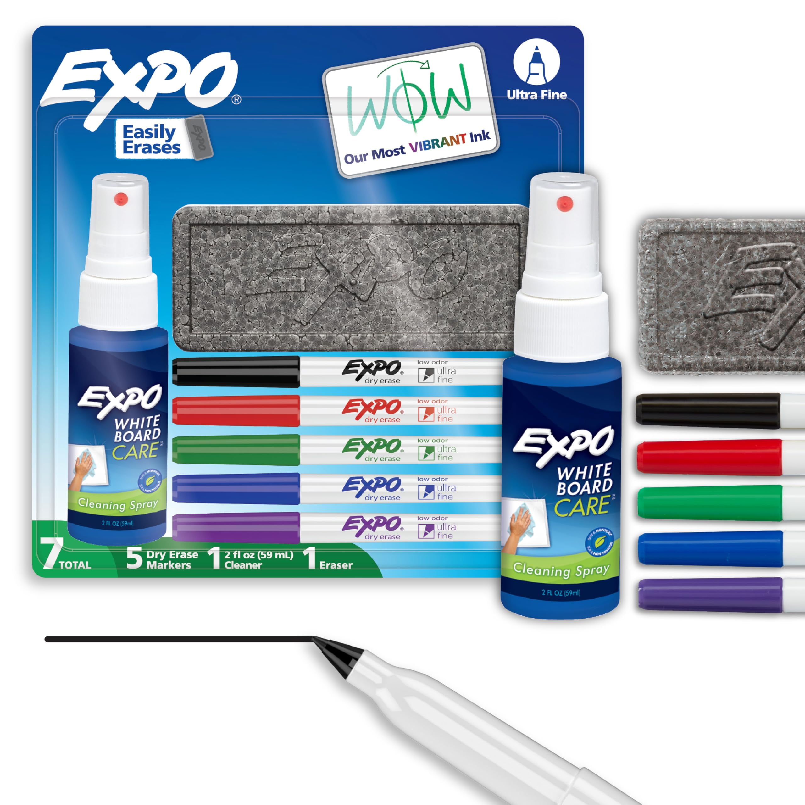 EXPO Low Odor Dry-Erase Marker Set Ultra Fine Tip Assorted Colors 5 ...