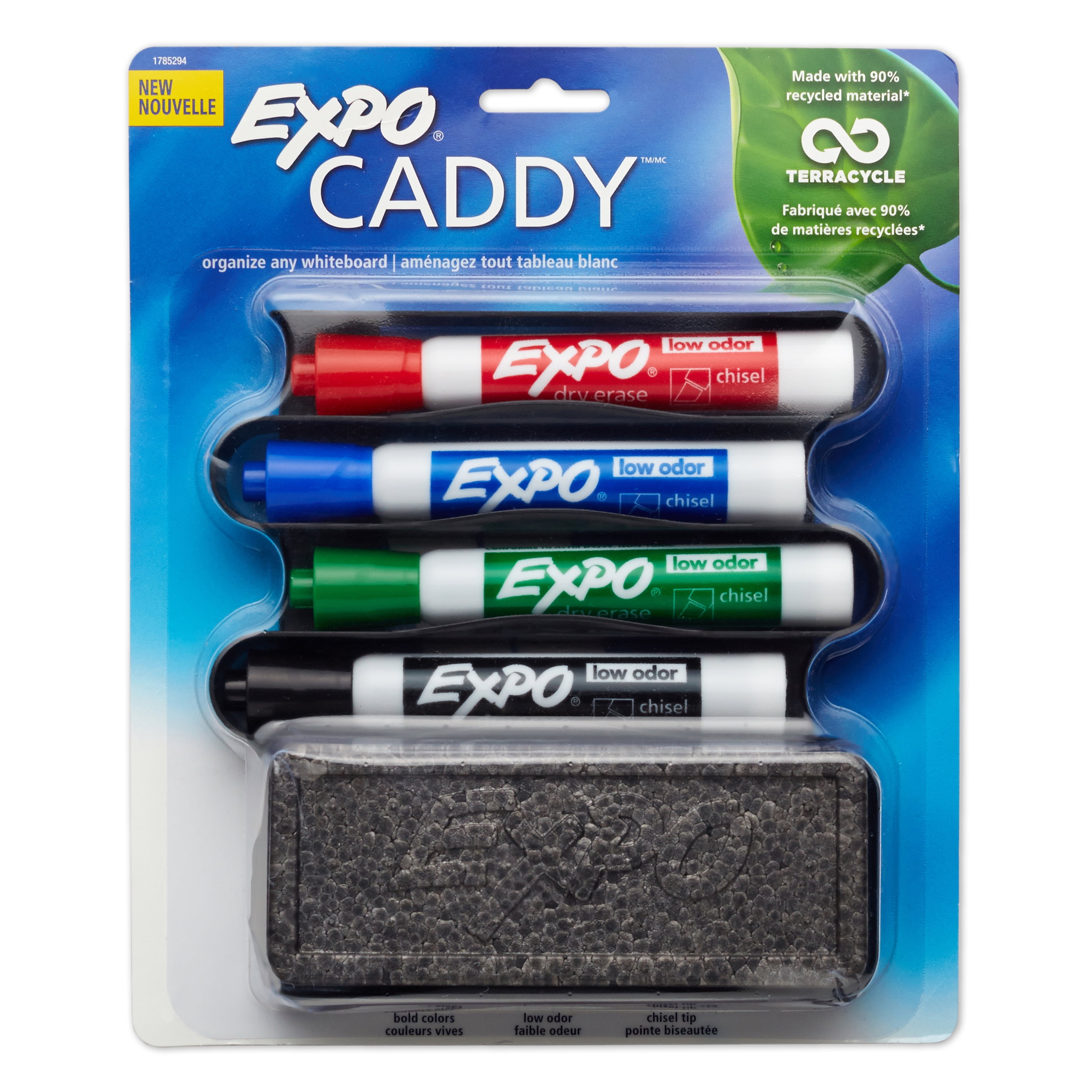 Expo Mountable Whiteboard Caddy with Set of 4 Chisel Markers/Eraser ...