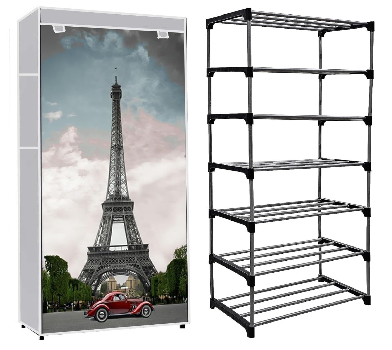 EXPOSURE 6 Layer Multipurpose Metal Collapsible Shoe Rack Light Grey ...