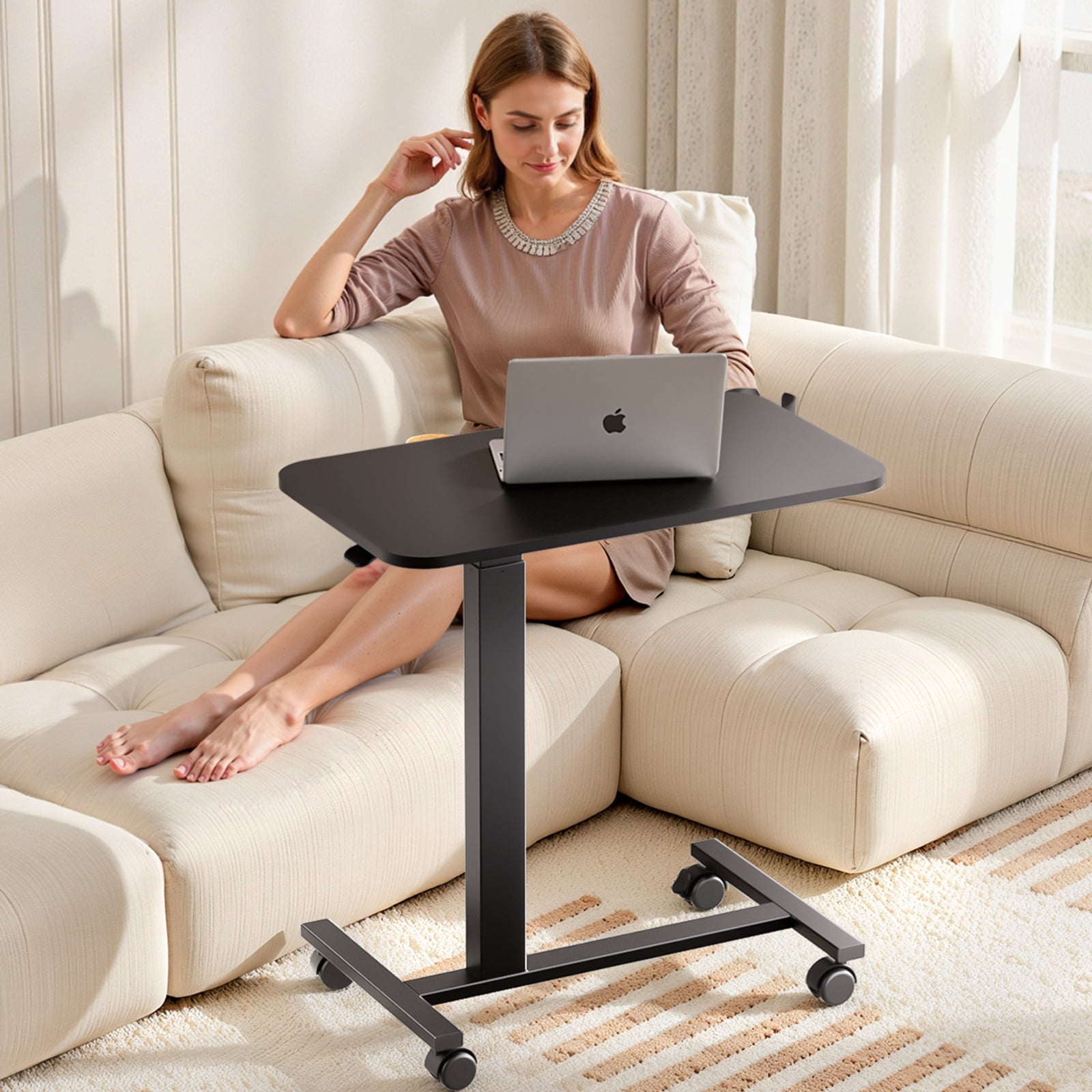 EXRACING Pneumatic Standing Overbed Desk with Lockable Wheels, Height ...