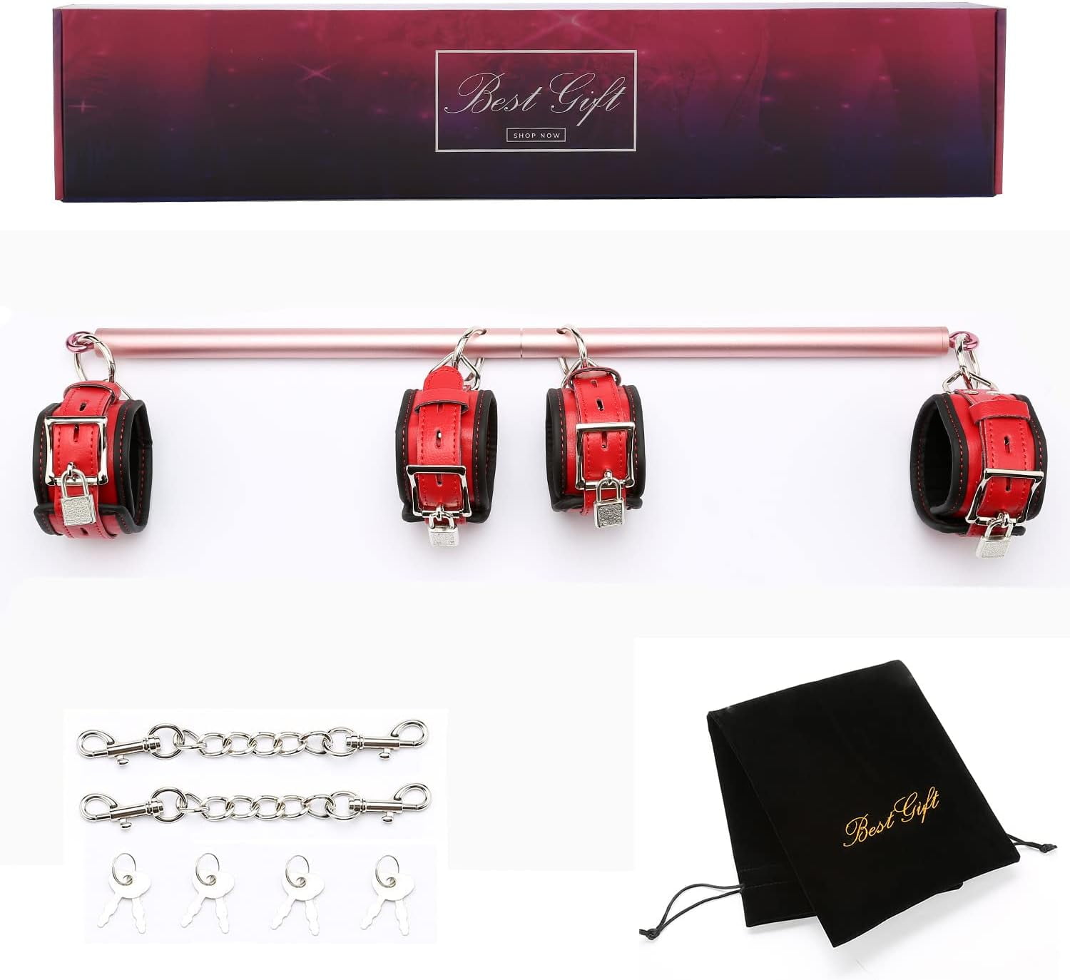 EXREIZST Adjustable Expandable Spreader Bar with 4 Leather Straps Home ...